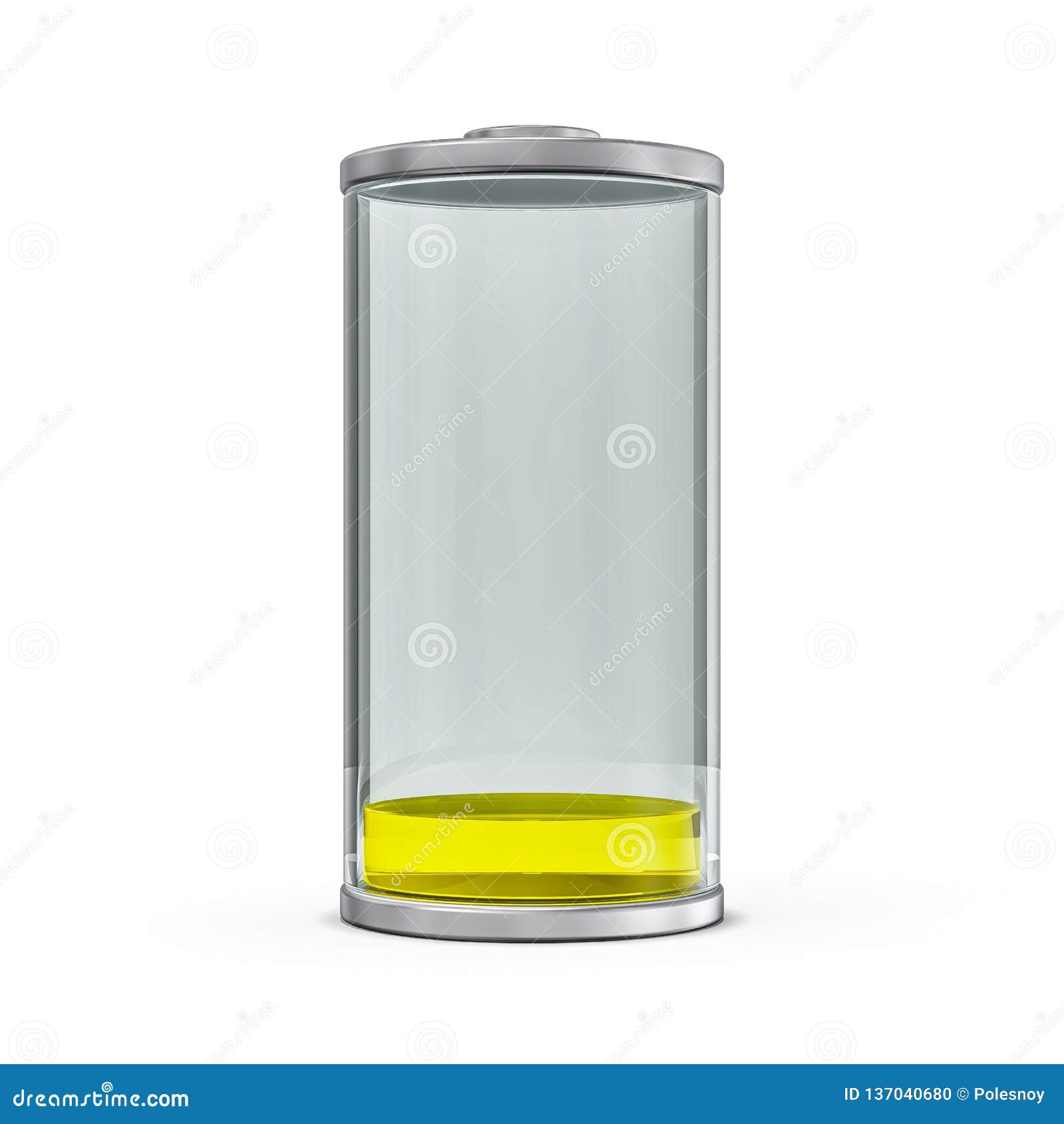 Battery Icon with Yellow Charge Indicator. 3D Stock Illustration ...