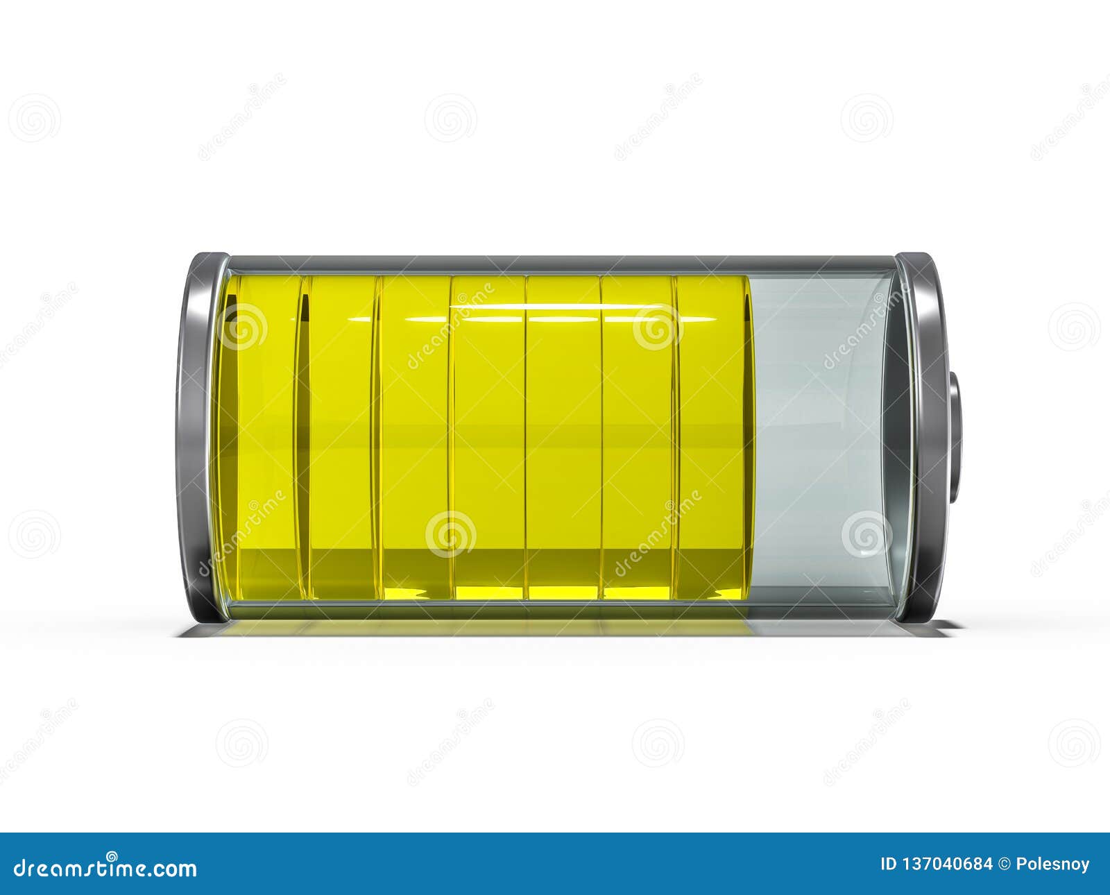 Battery Icon with Yellow Charge Indicator. 3D Stock Illustration ...