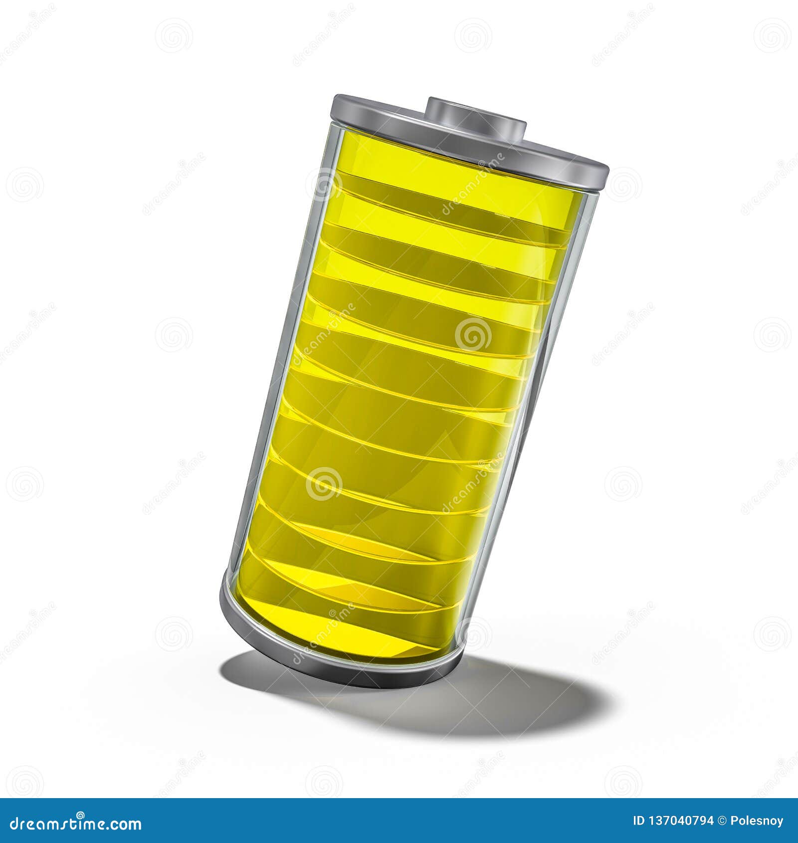 Battery Icon with Yellow Charge Indicator. 3D Stock Illustration ...
