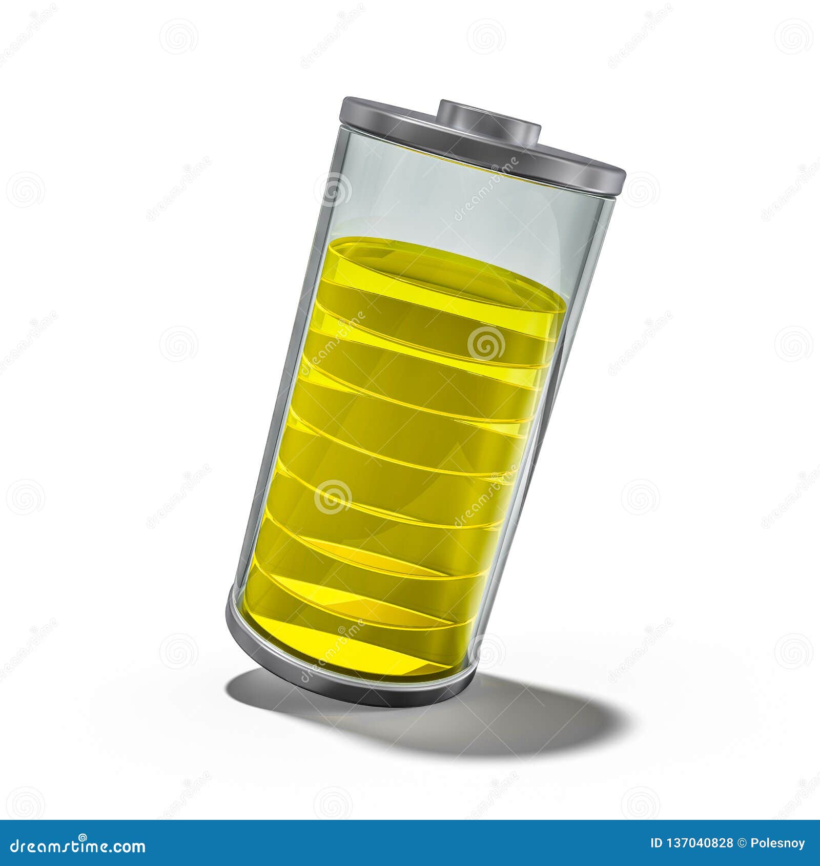 Battery Icon with Yellow Charge Indicator. 3D Stock Illustration ...