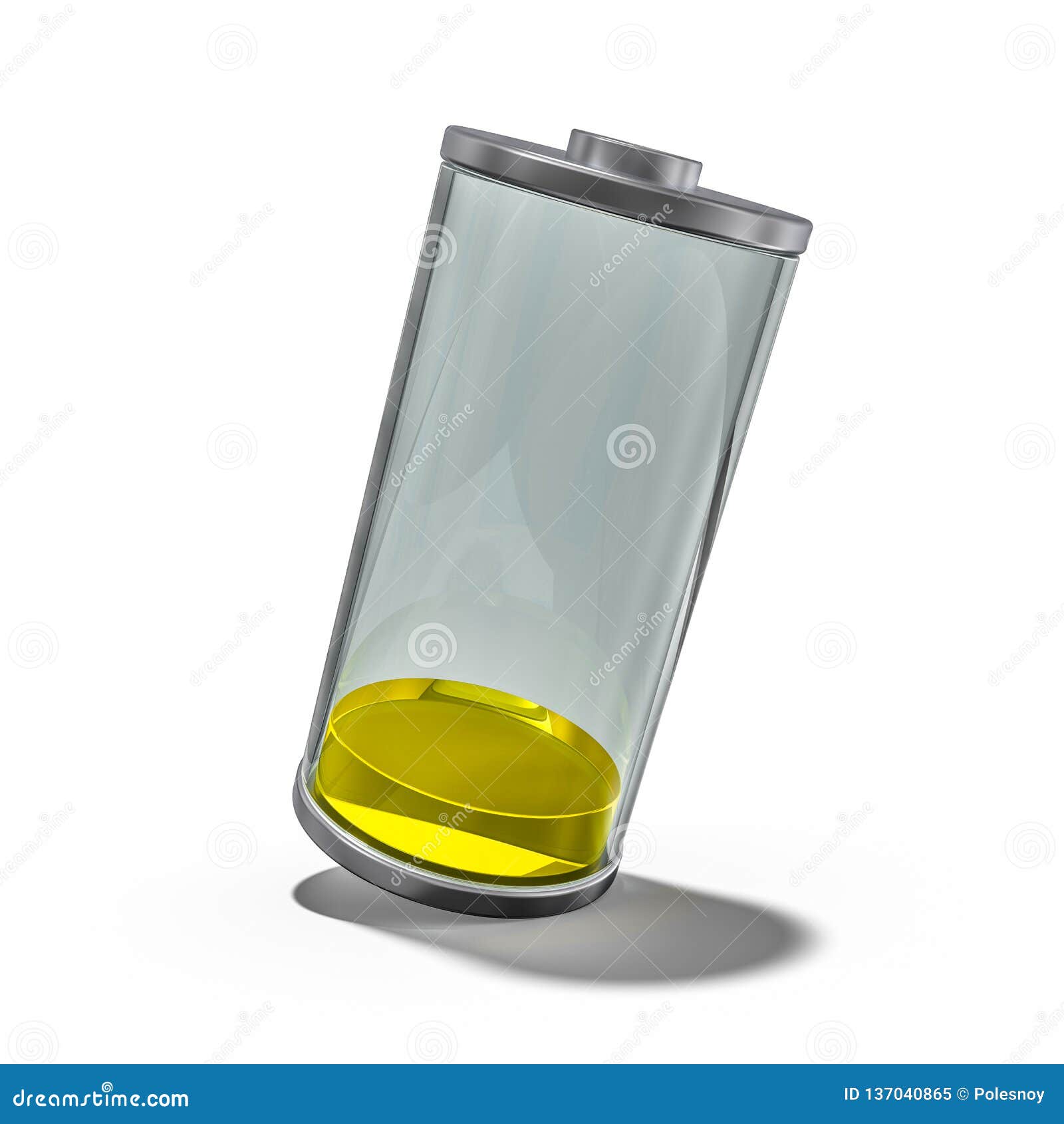 Battery Icon with Yellow Charge Indicator. 3D Stock Illustration ...