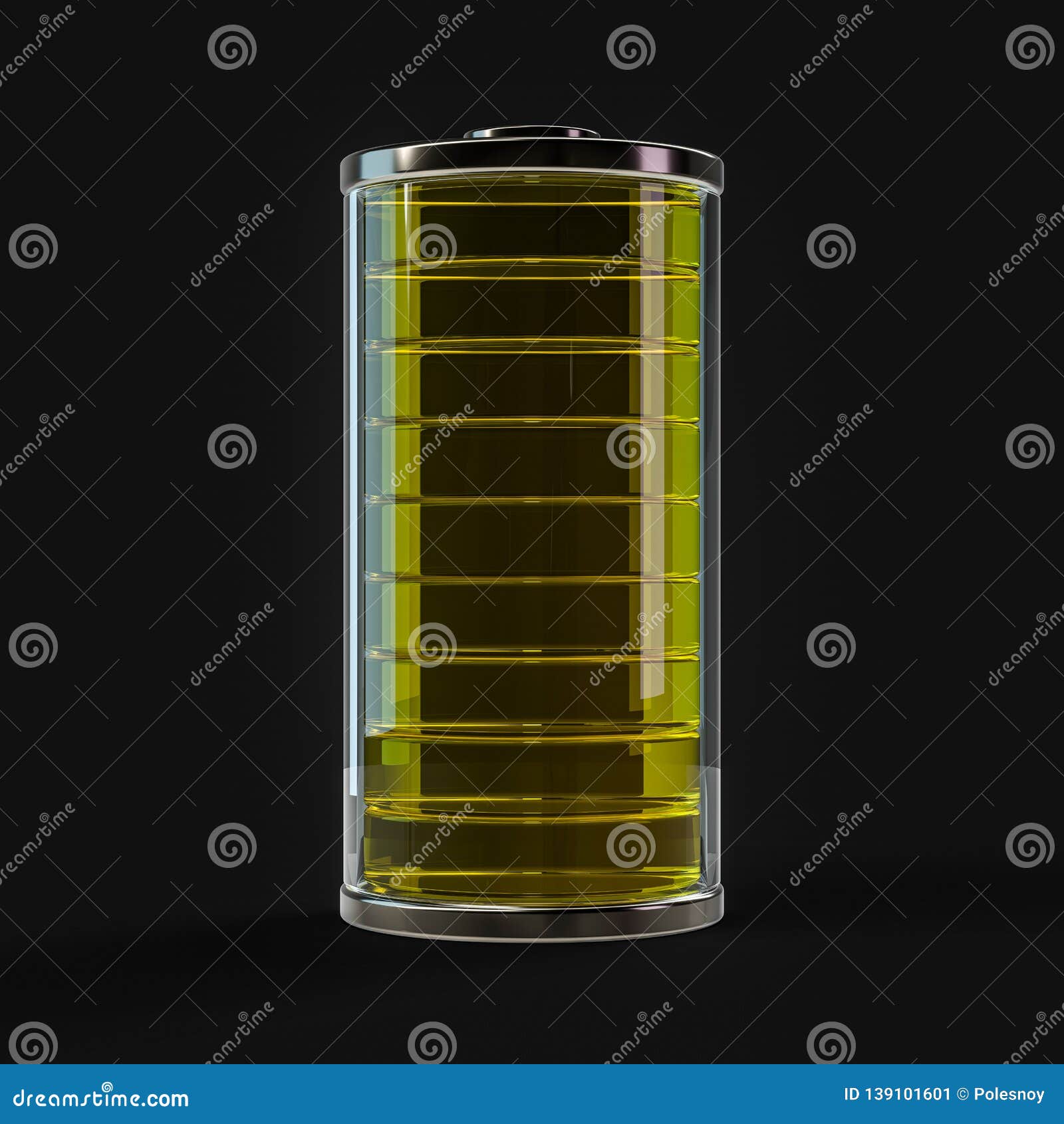 Battery Icon with Yellow Charge Indicator. 3D Stock Illustration ...