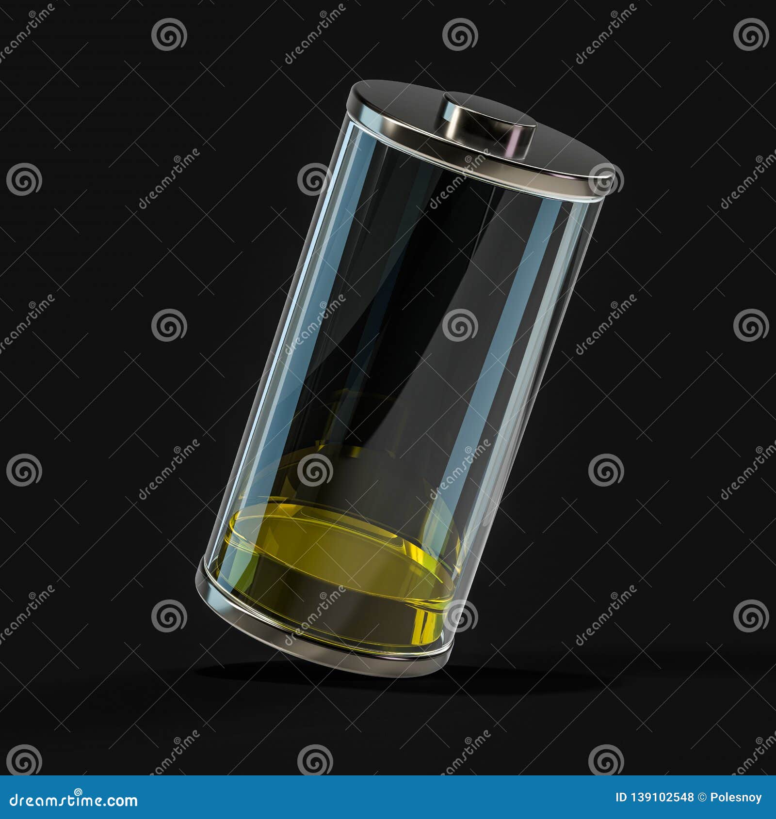 Battery Icon with Yellow Charge Indicator. 3D Stock Illustration ...