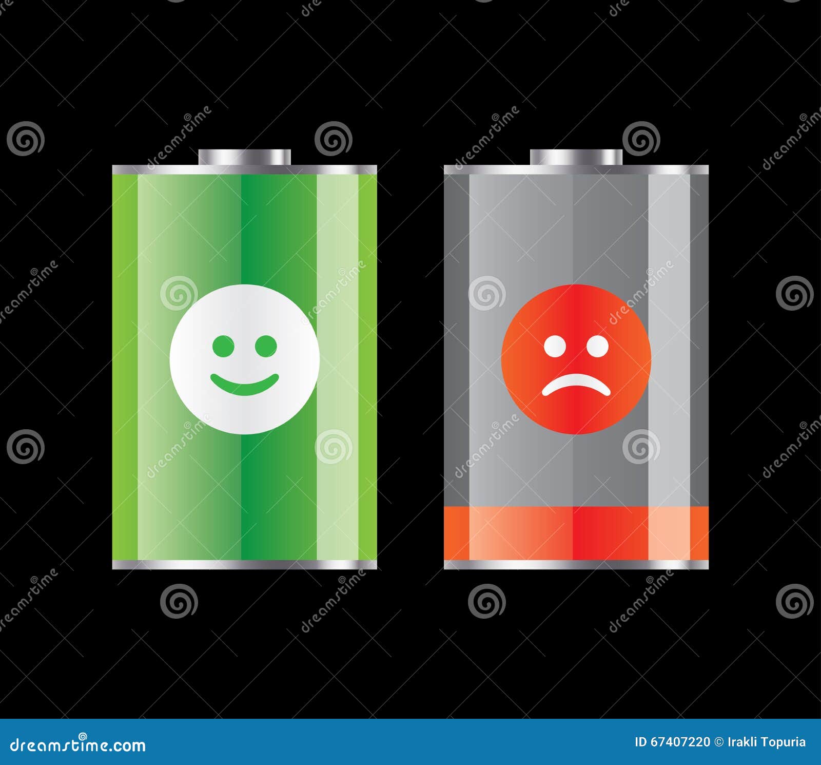 Battery icons. stock illustration. Illustration of smiley - 67407220