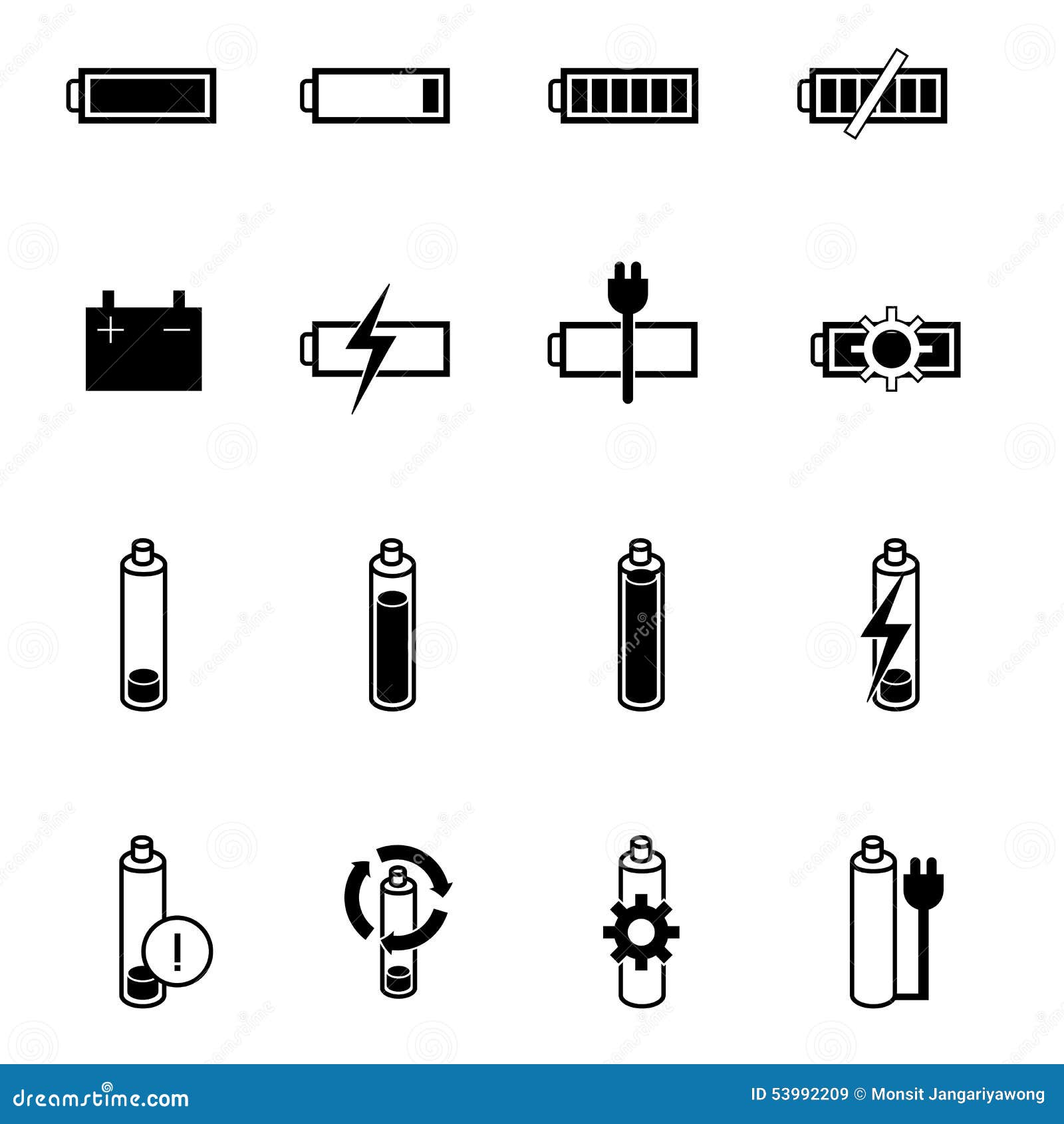 Battery Icons Set Vector Illustration Stock Vector - Illustration of ...