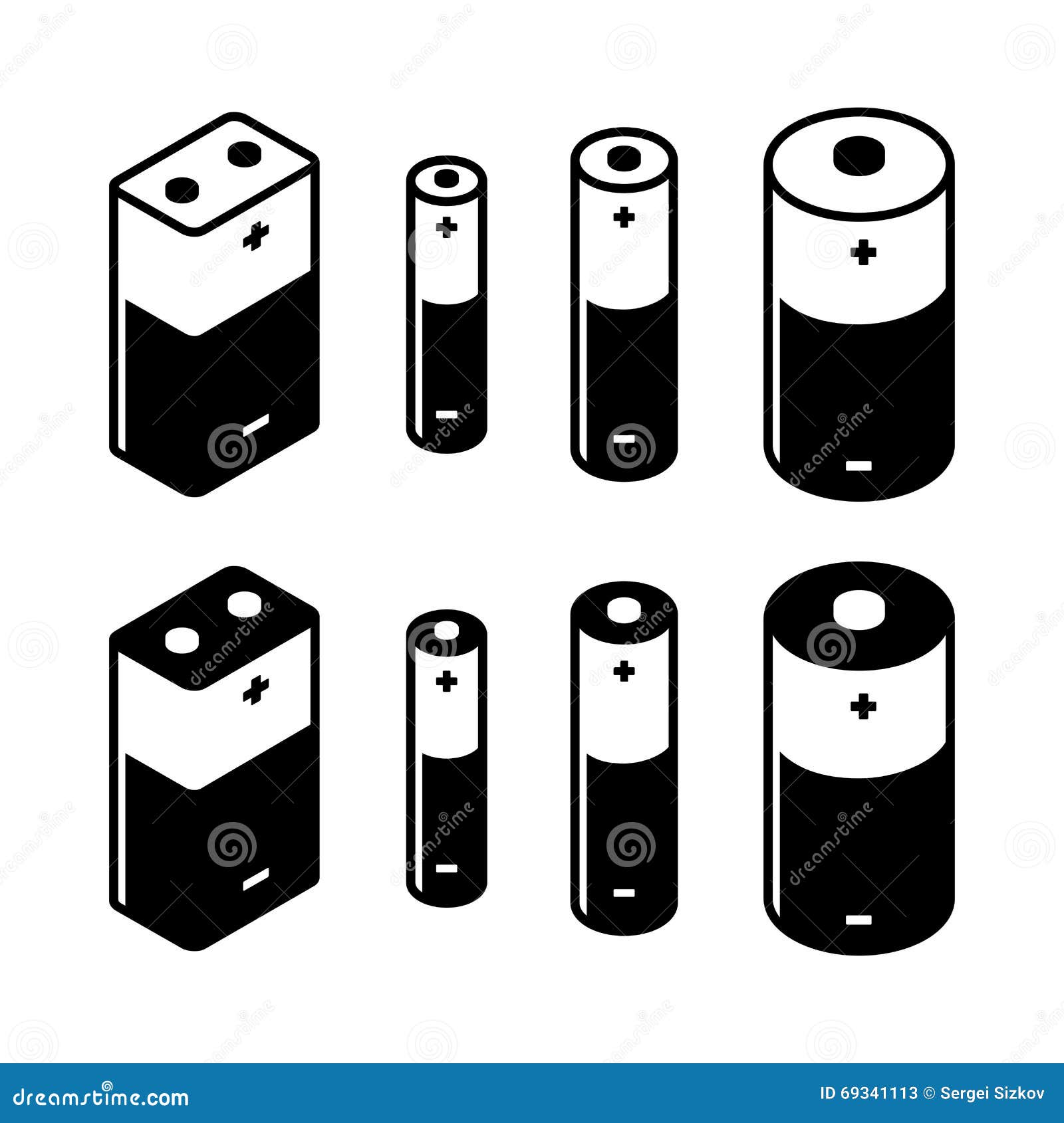 Battery Icons Set stock vector. Illustration of industry - 69341113