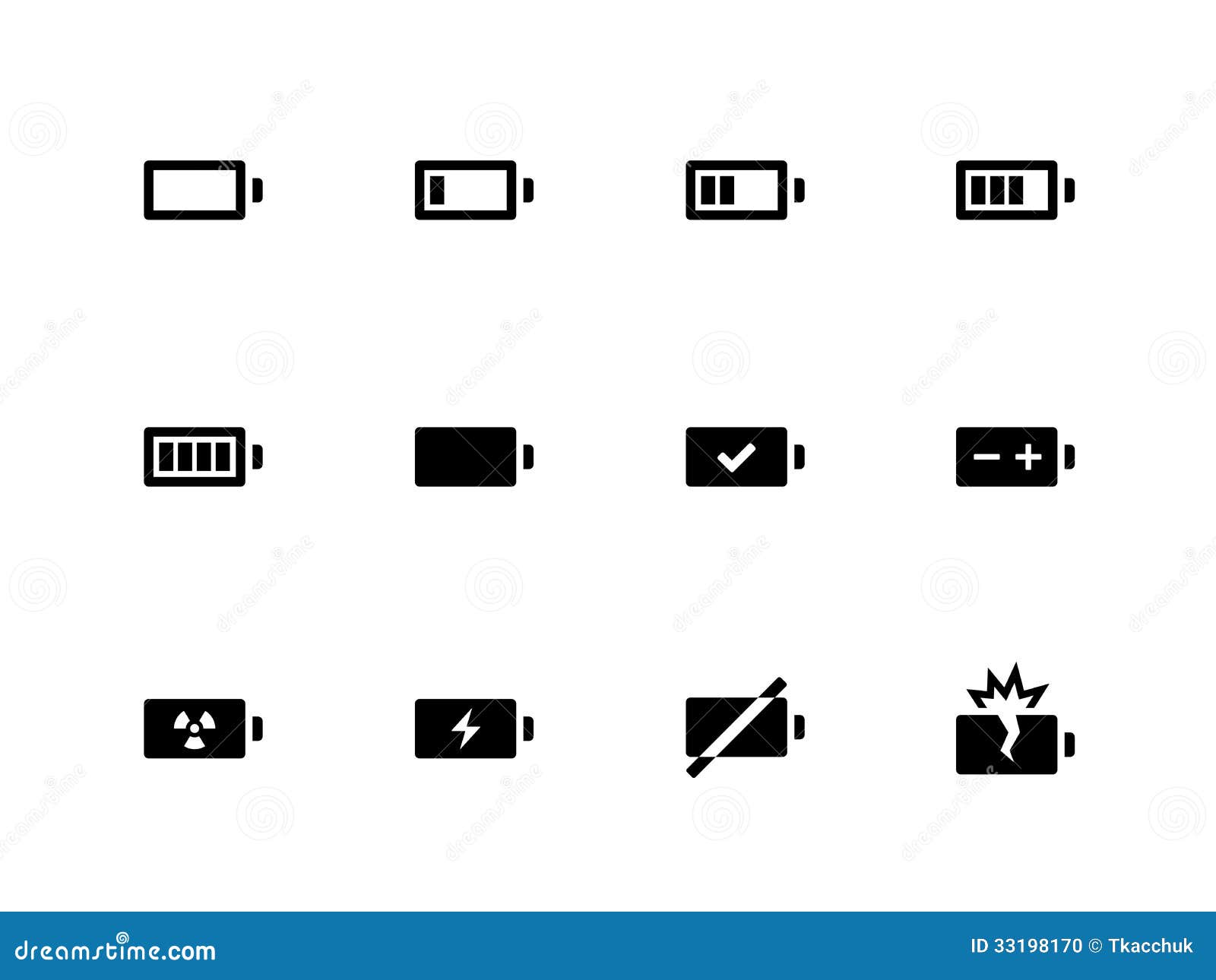 Battery Icons on White Background. Stock Illustration - Illustration of ...