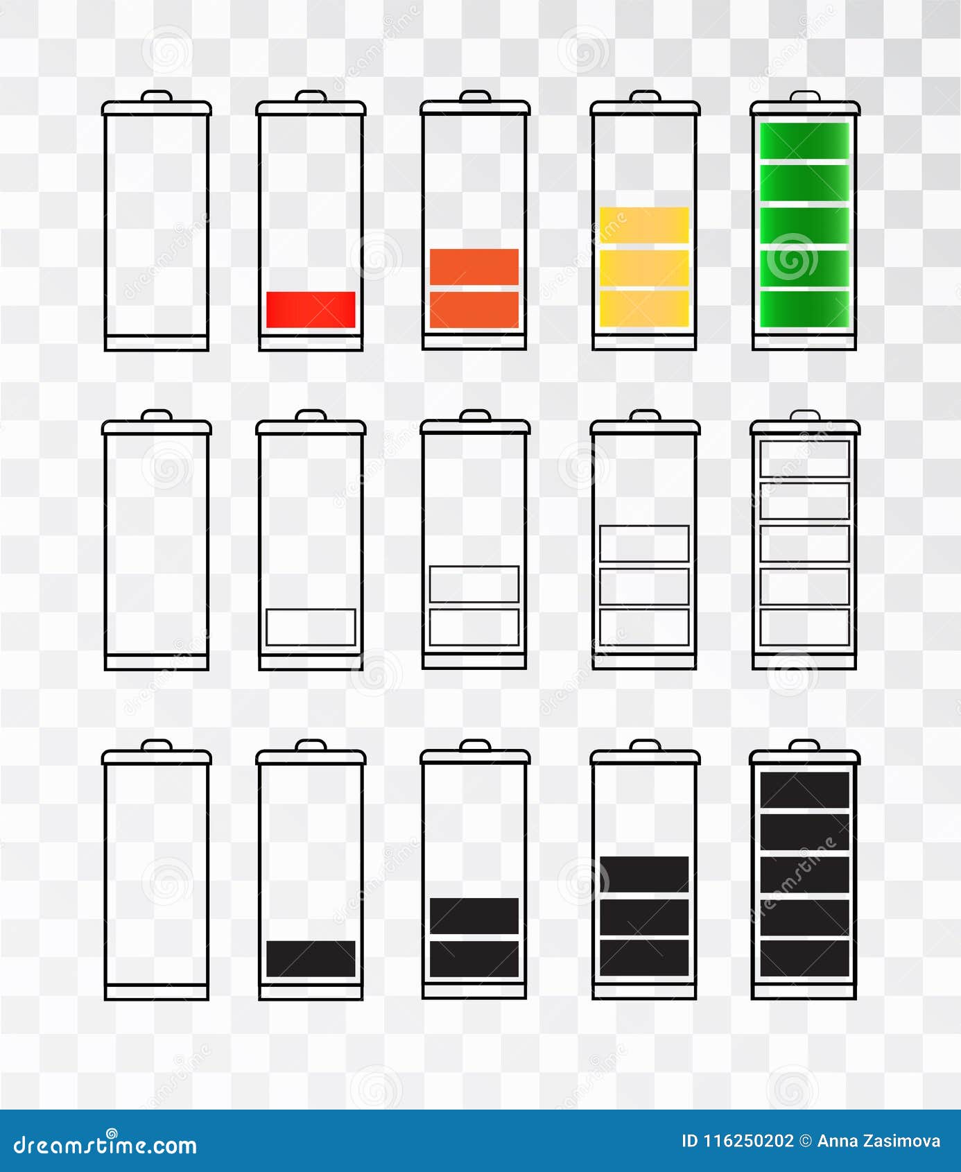 Battery Indicator Icon Set Isolated Isolated on a Transparent ... Battery Indicator Icon Set Isolated Isolated on a Transparent ...