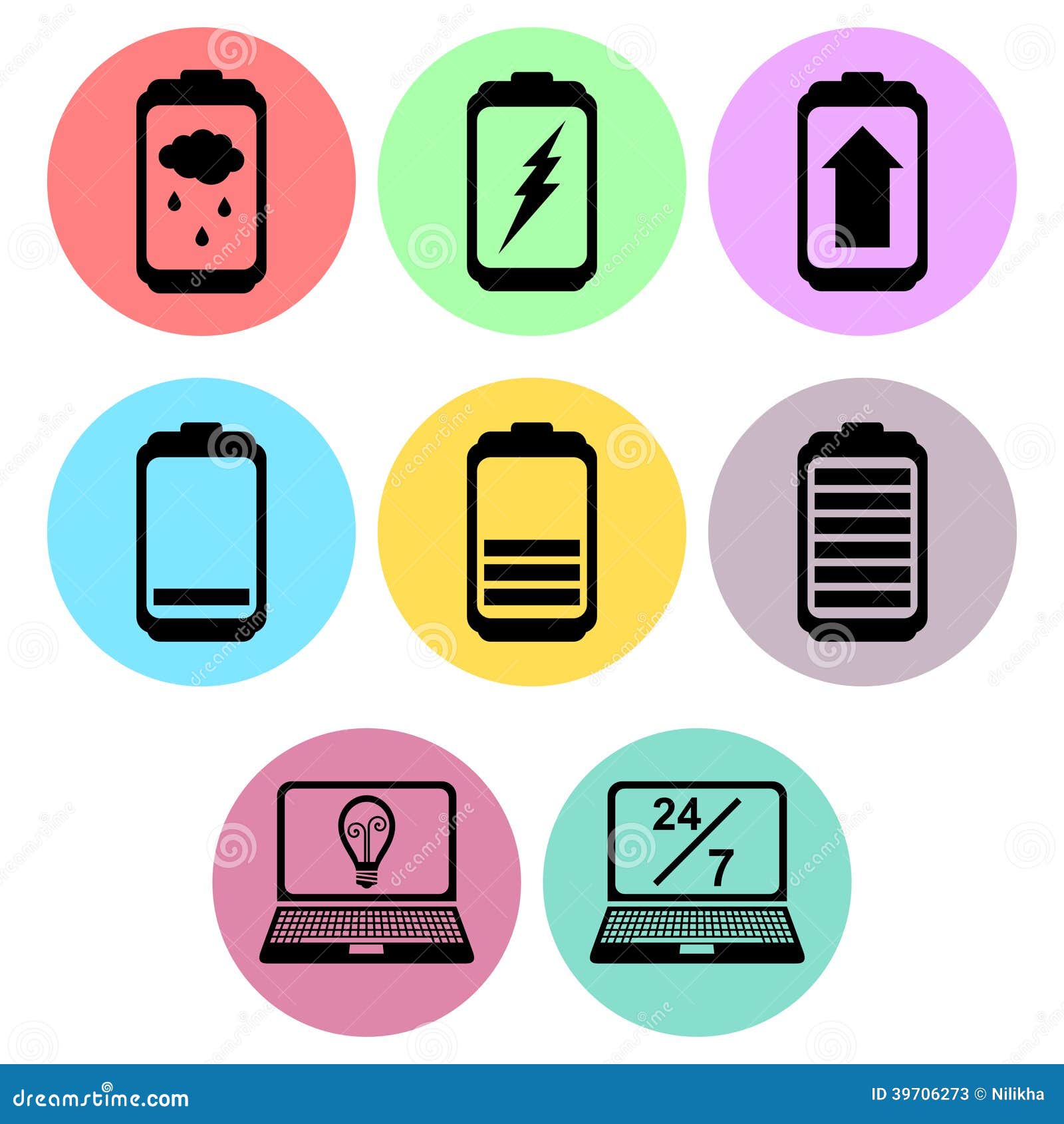 Battery and Laptop Icon Designs Stock Illustration - Illustration of ...
