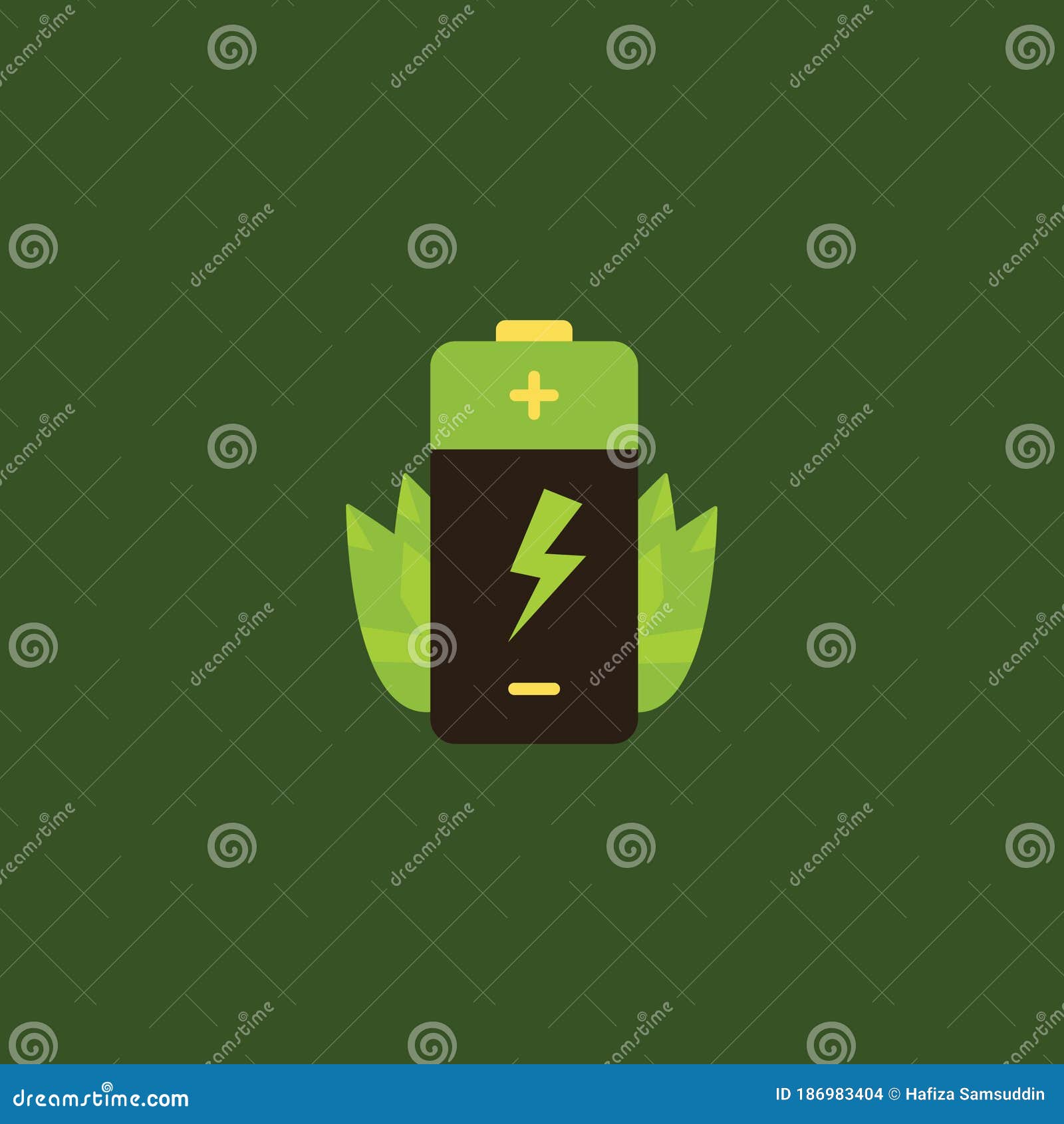 Battery with Leaves. Vector Illustration Decorative Design Stock Vector ...