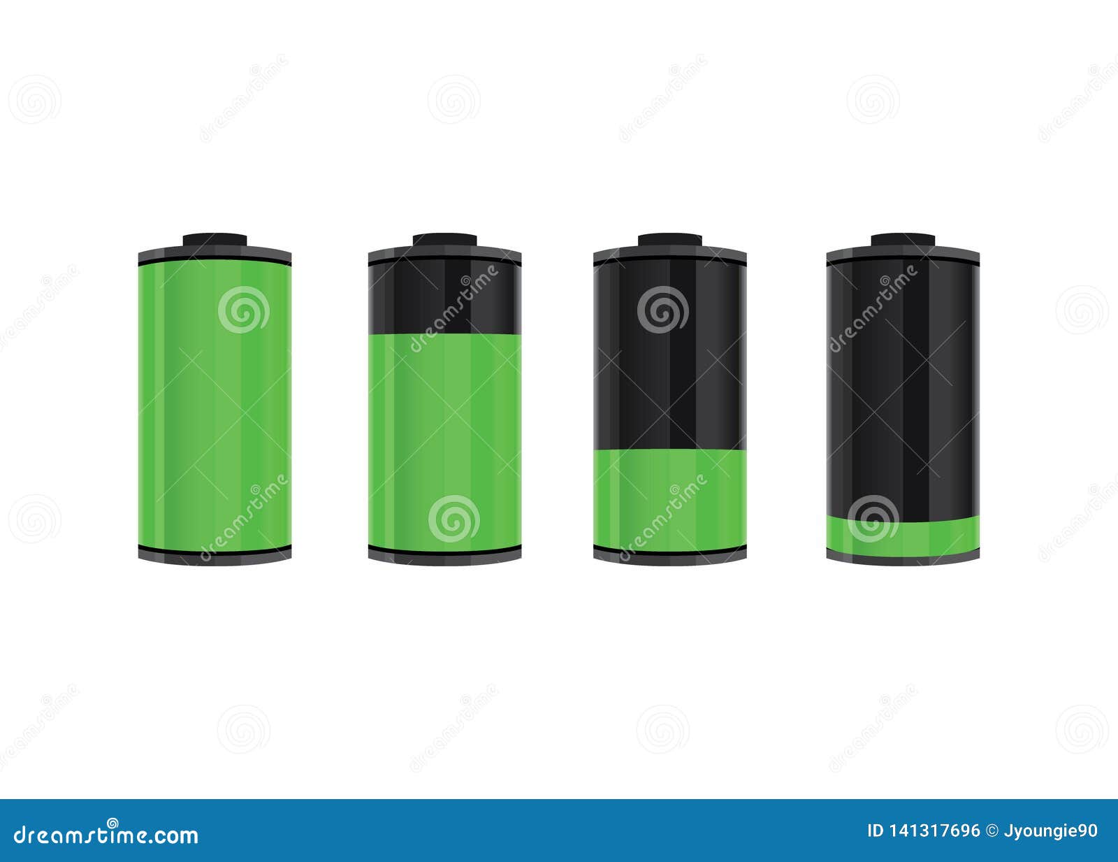Battery Level from Full Power To Lower Power Vector Illustration Stock ...