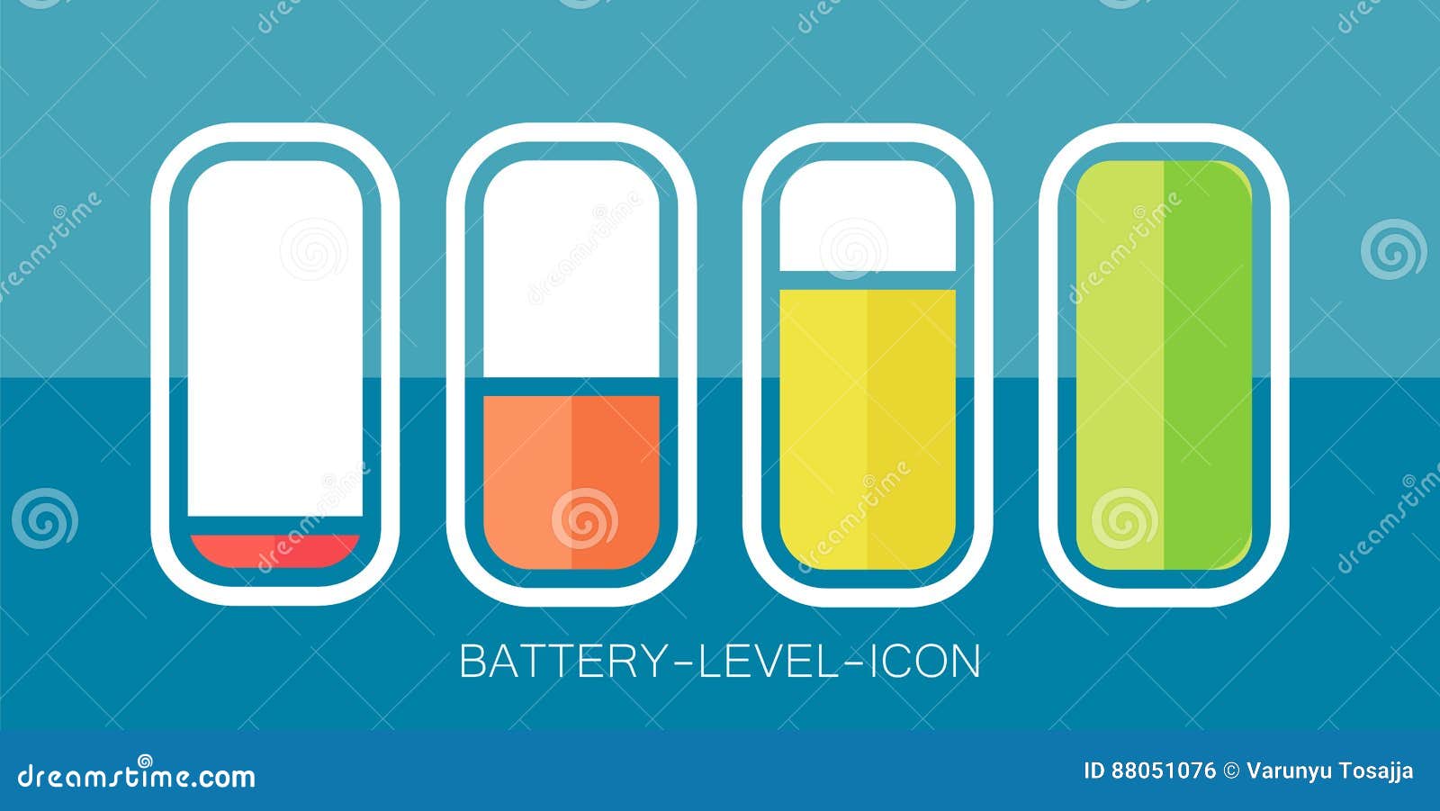 Battery Level Icon Design on Blue Background Vector Illustration Stock ...