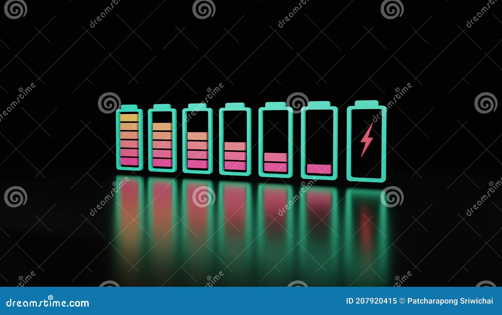 Battery Level Icon, Battery Indicator Symbol, 3D Rendering Illustration ...