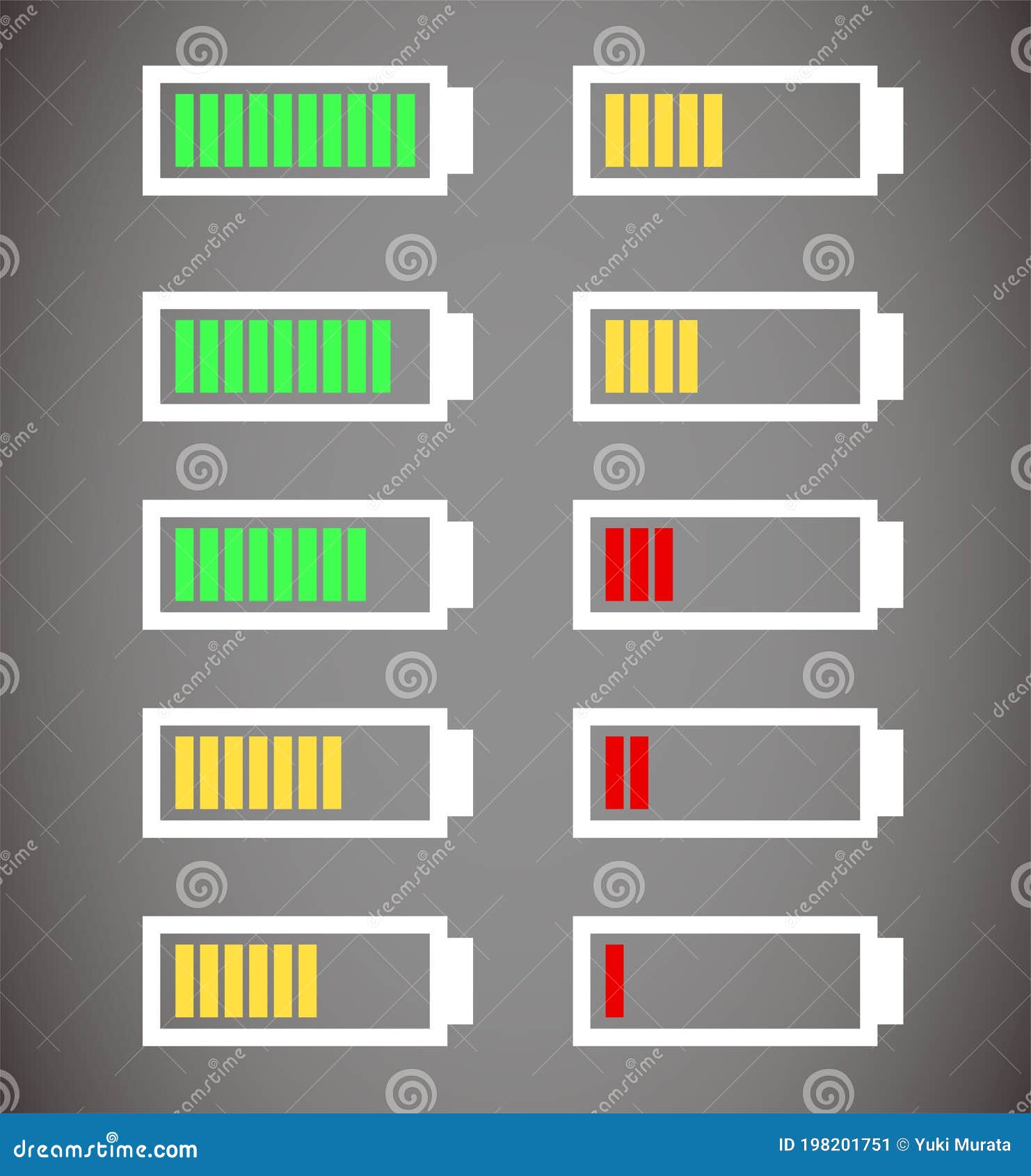 Battery Level Illustration Set Stock Vector - Illustration of full ...