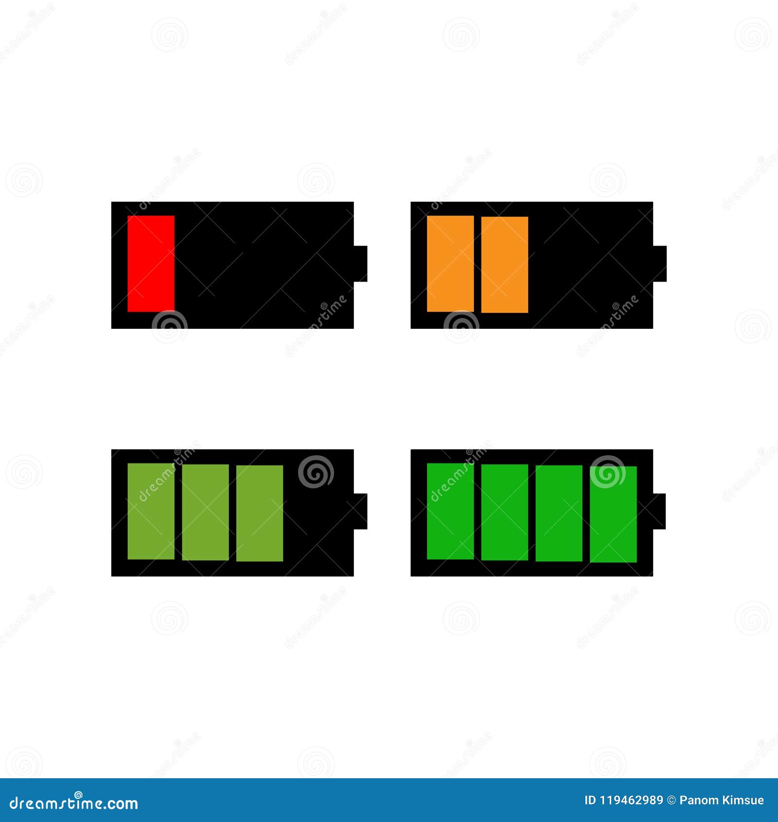Battery Level Indicator Icon Set Vector Illustration for Banner, Poster ...