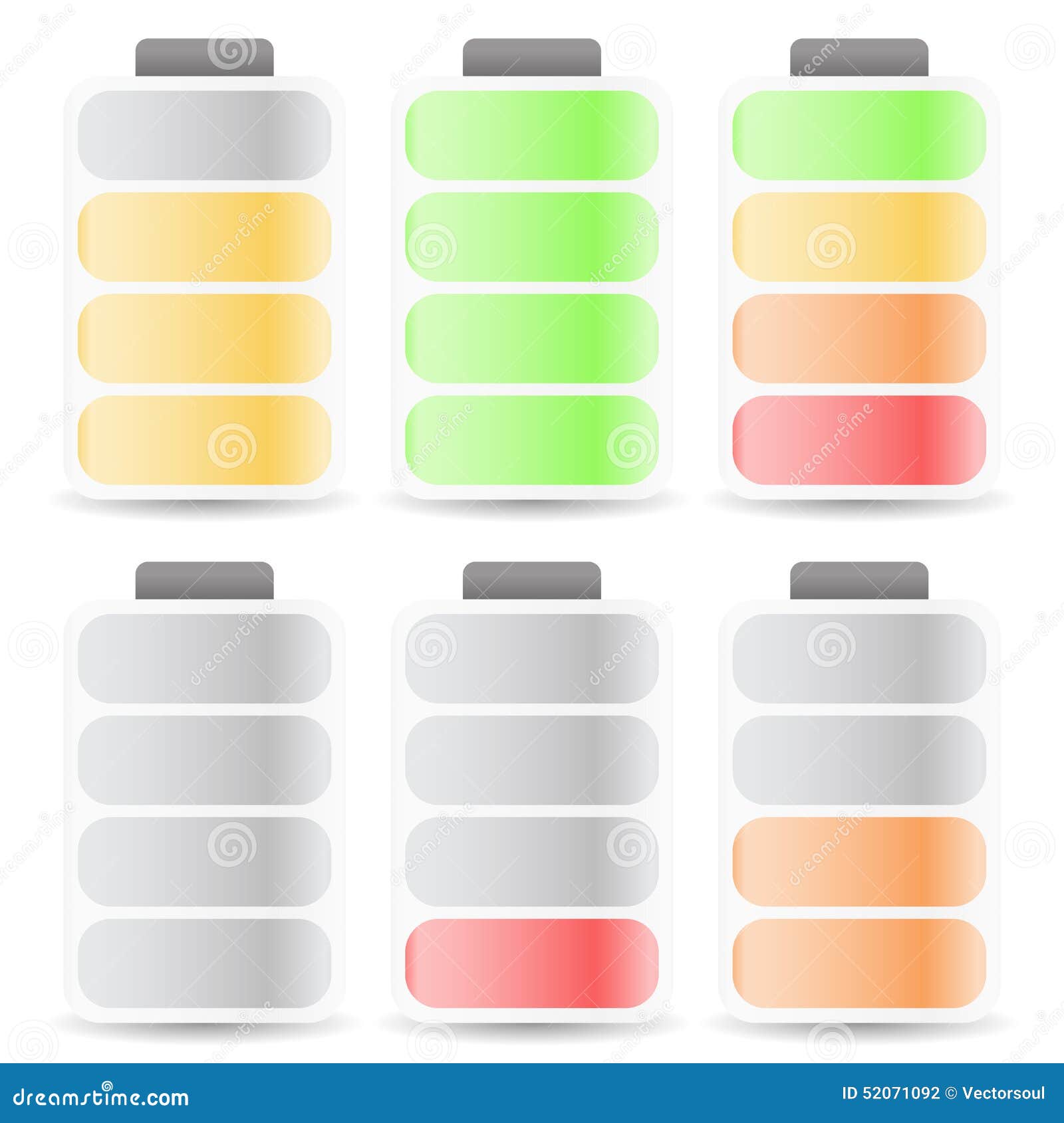 Battery Level Indicator Set Color Coded Stock Vector - Illustration of ...