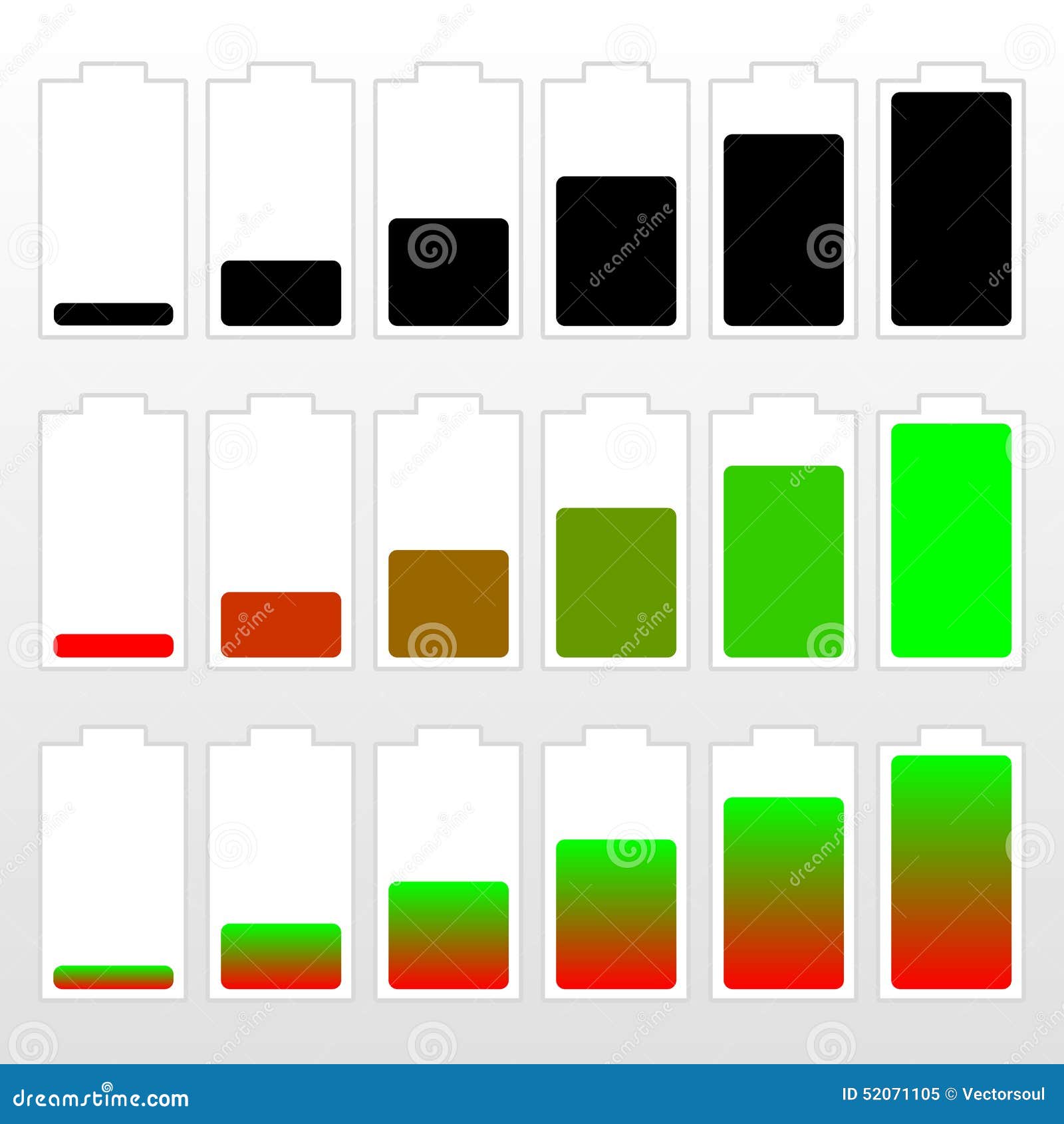Battery Level Indicator Set Stock Vector - Illustration of battery ...