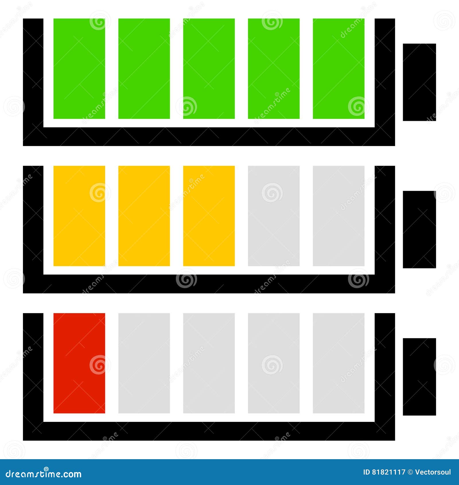 Battery Level Indicator Set. Flat Battery Icons Stock Vector ...