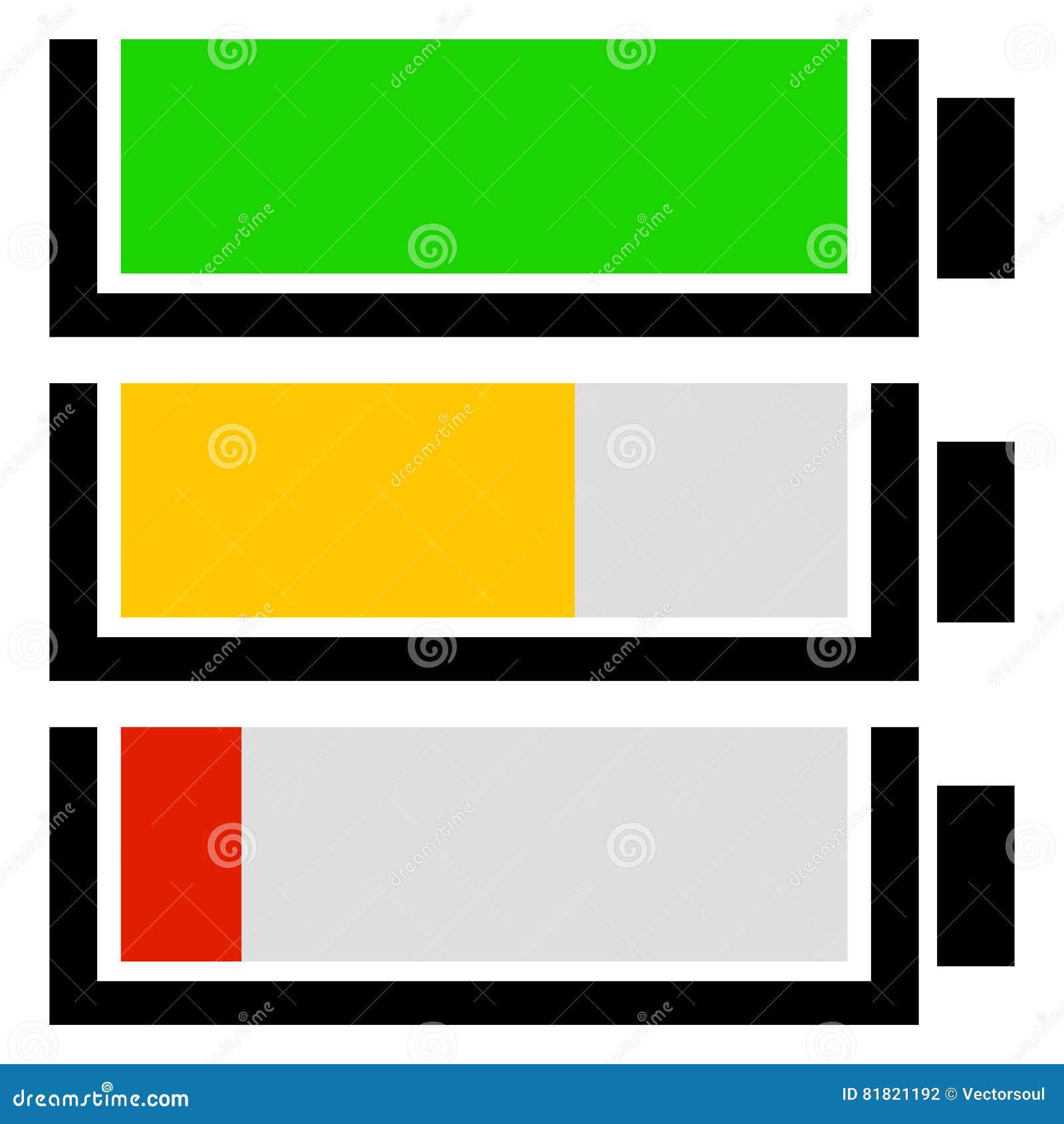 Battery Level Indicator Set. Flat Battery Icons Stock Vector ...