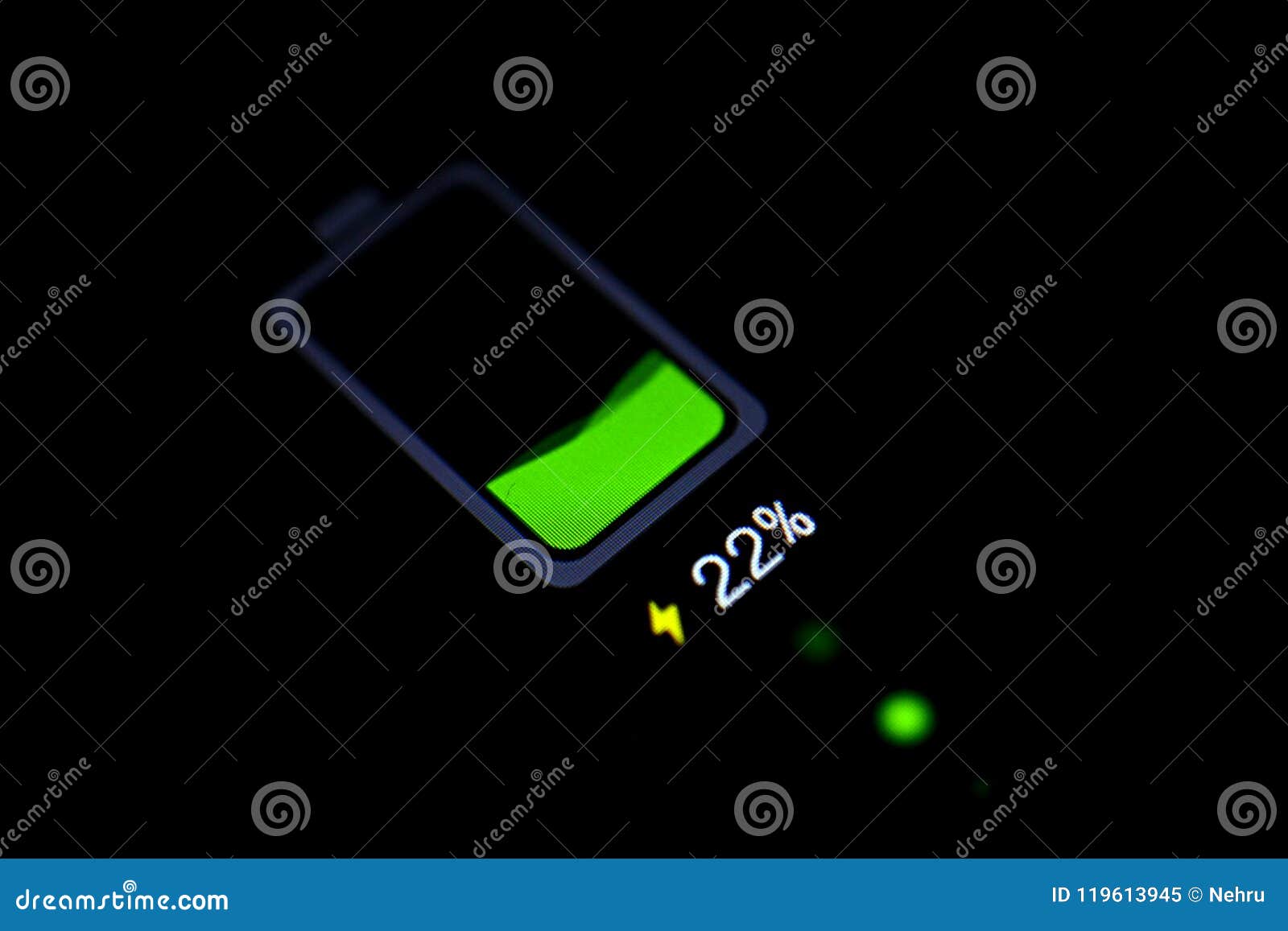 Battery Level Indicator on a Smartphone,black Background Stock Image ...