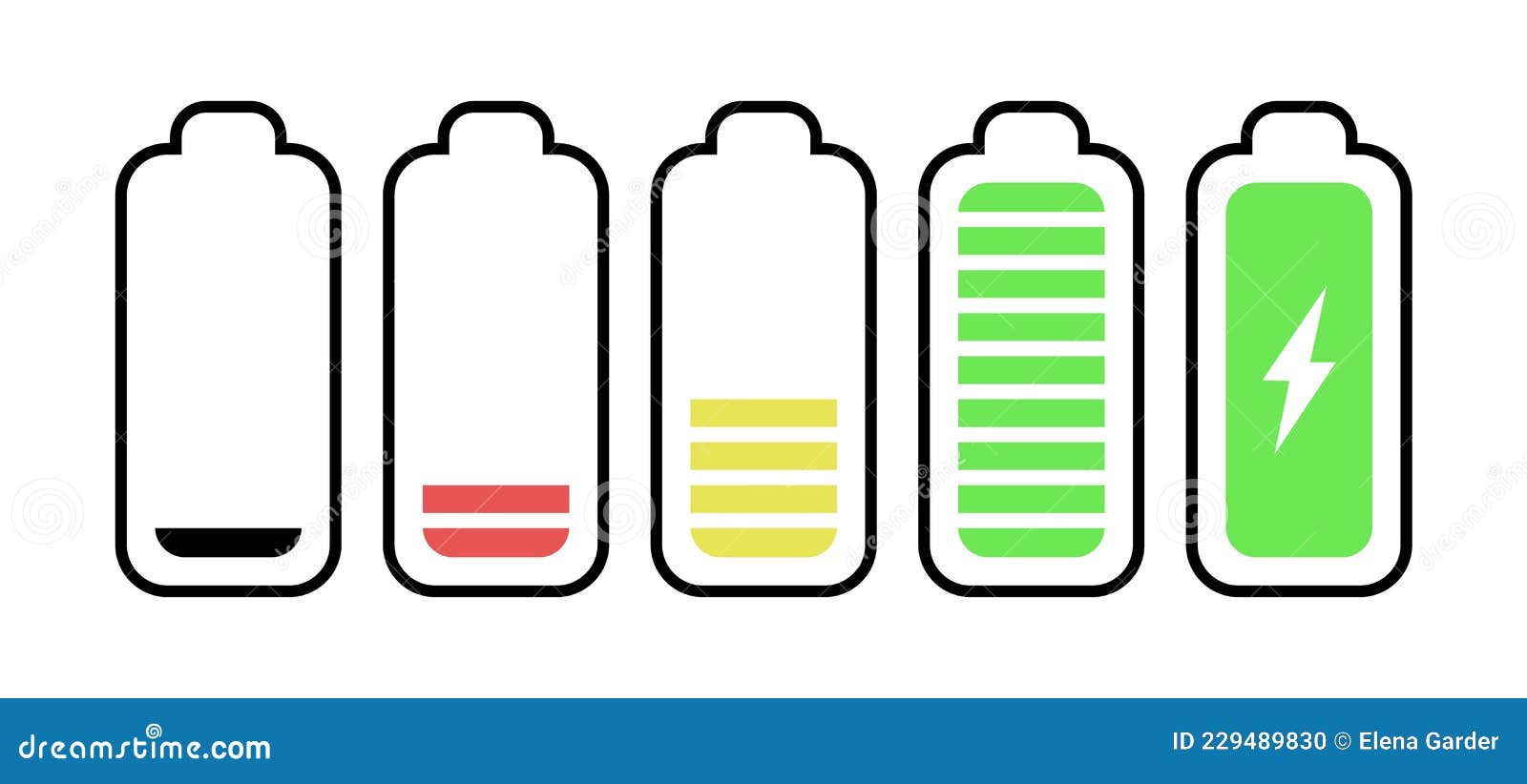 Battery Level Indicators. Charging Level Batteries Charge Indicator ...