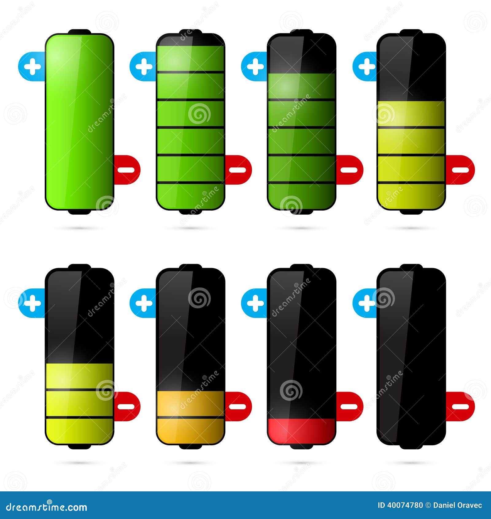 Battery Life Icon Set stock vector. Illustration of electricity - 40074780