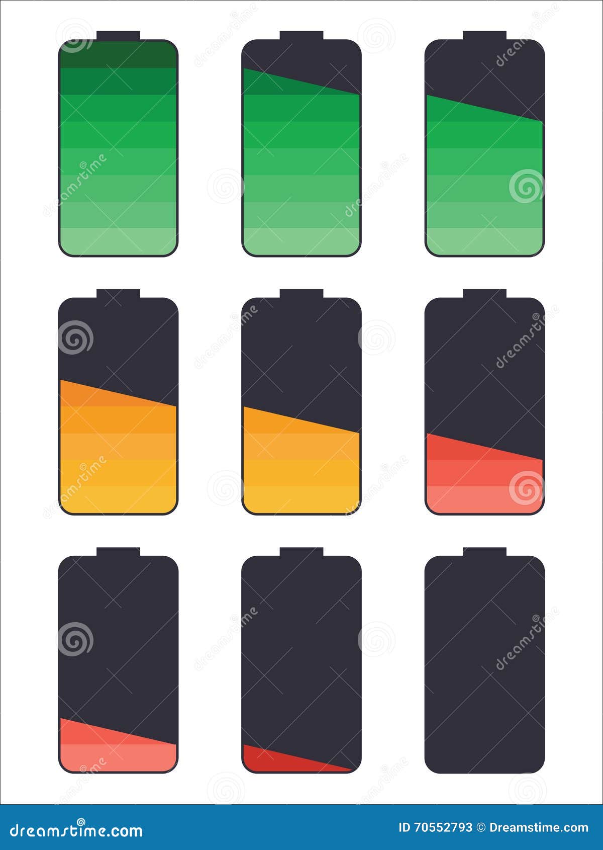 Battery life icon set stock vector. Illustration of fuel - 70552793