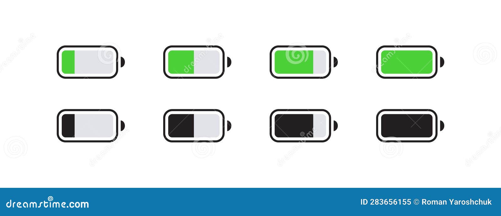 Battery Life Icons. Mobile Icons UI, UX Design. Status Bar Icons Stock ...