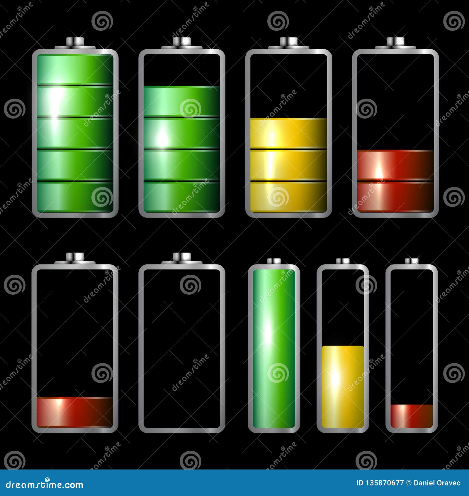 Battery Life Icons Set stock vector. Illustration of icon - 135870677