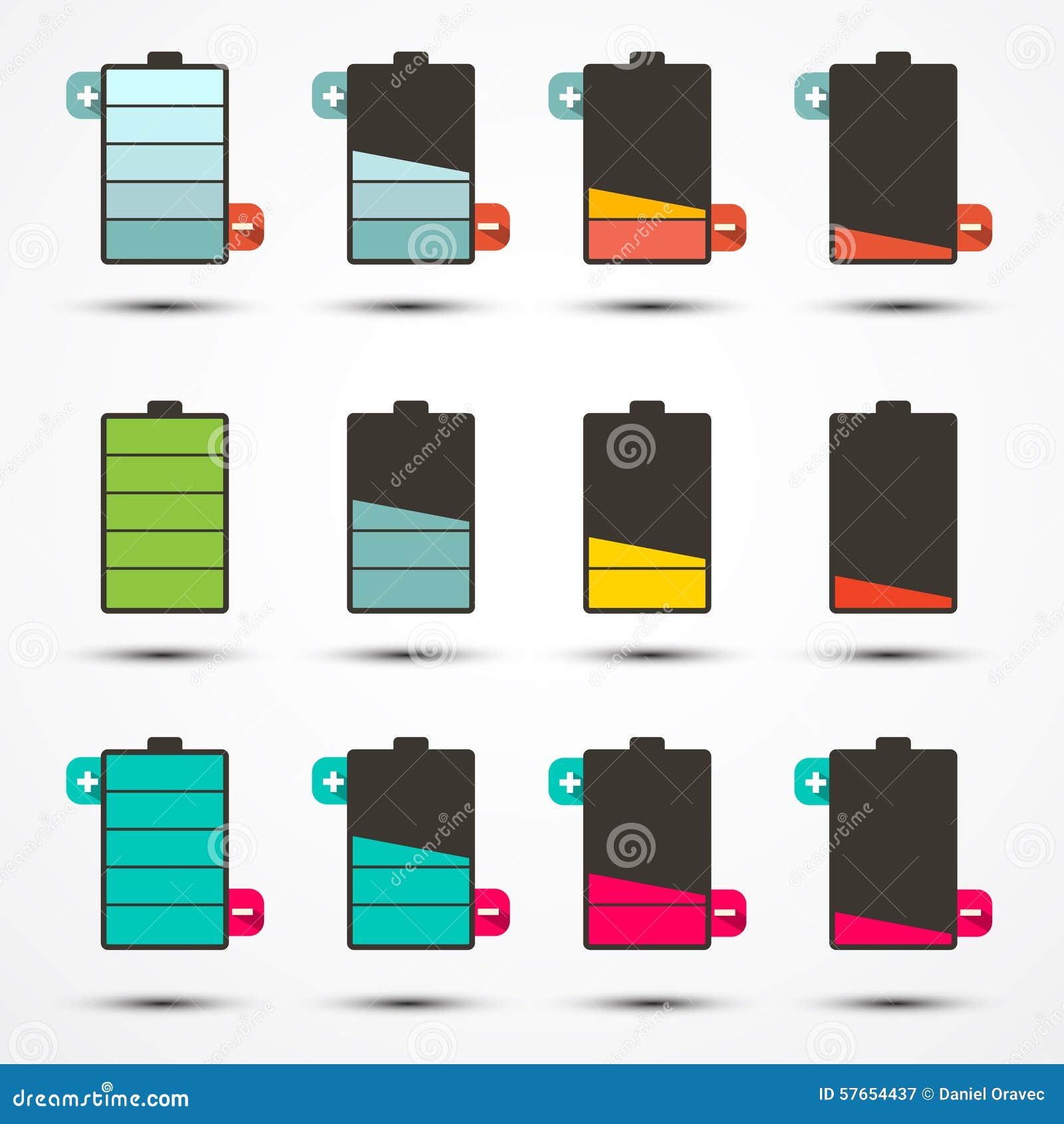 Battery Life Icons Set Set stock vector. Illustration of banner - 57654437