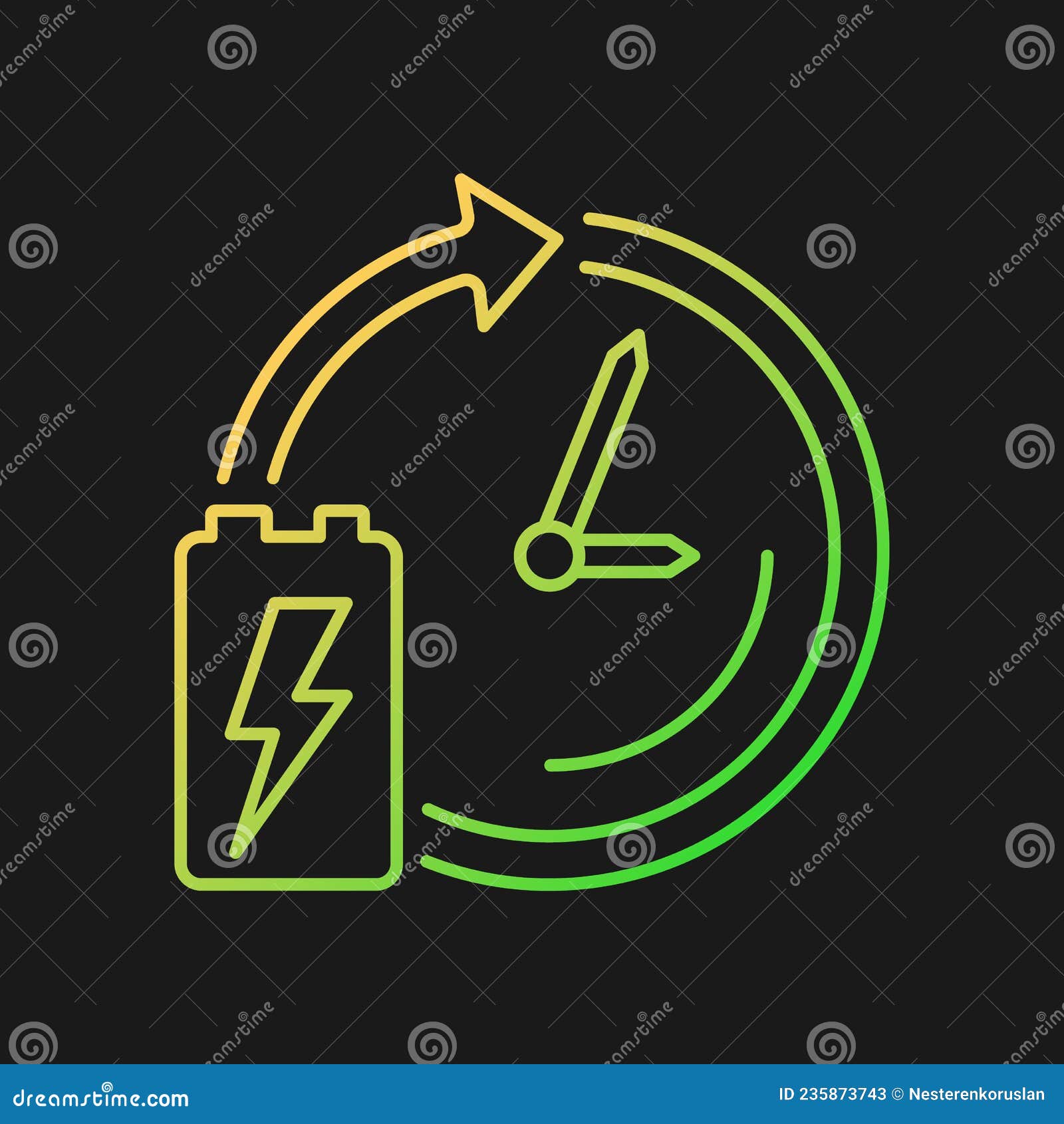 Battery Lifetime Gradient Vector Icon for Dark Theme Stock Vector ...