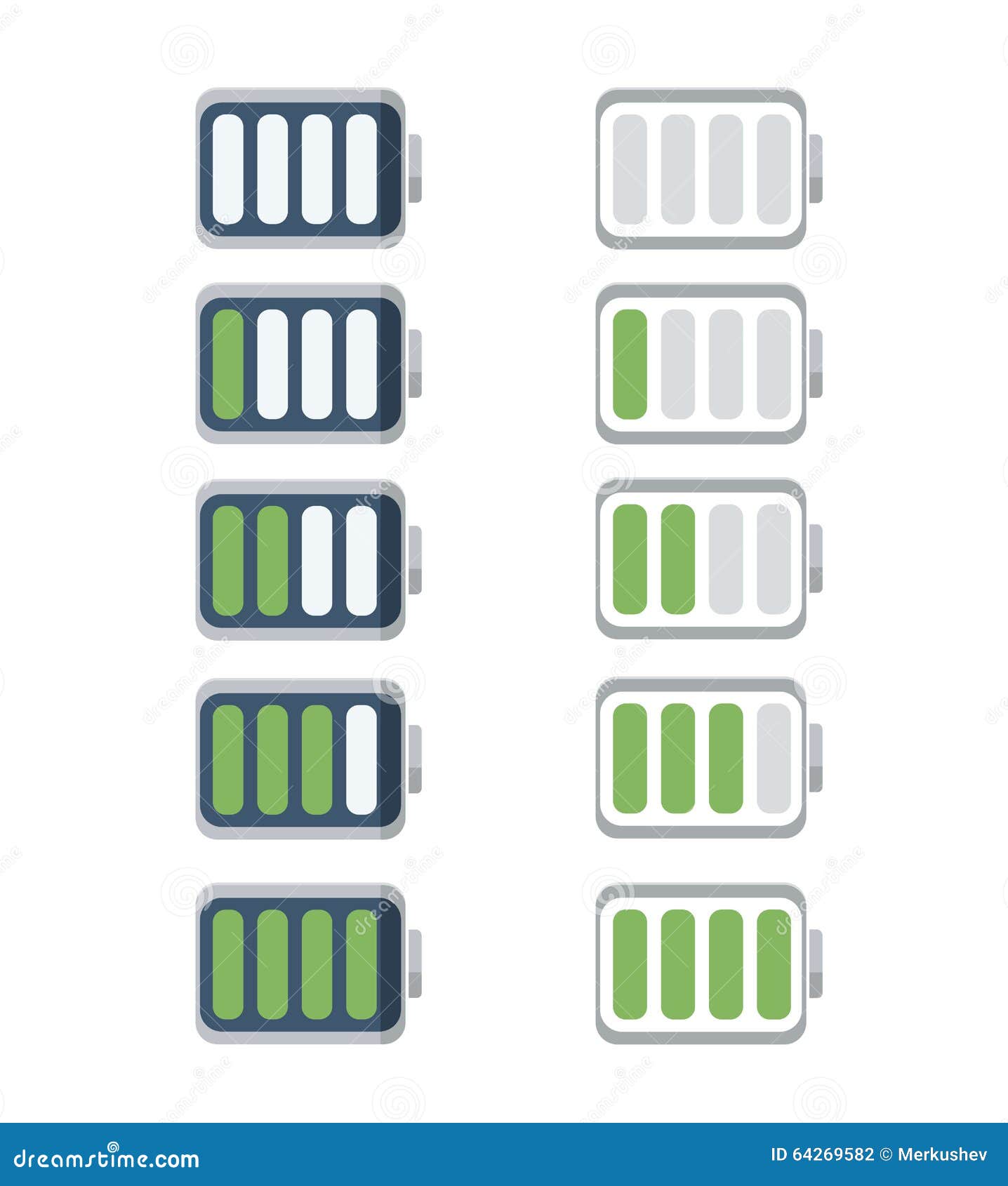 Battery Load Icon Set, Vector Flat Illustration Stock Vector ...