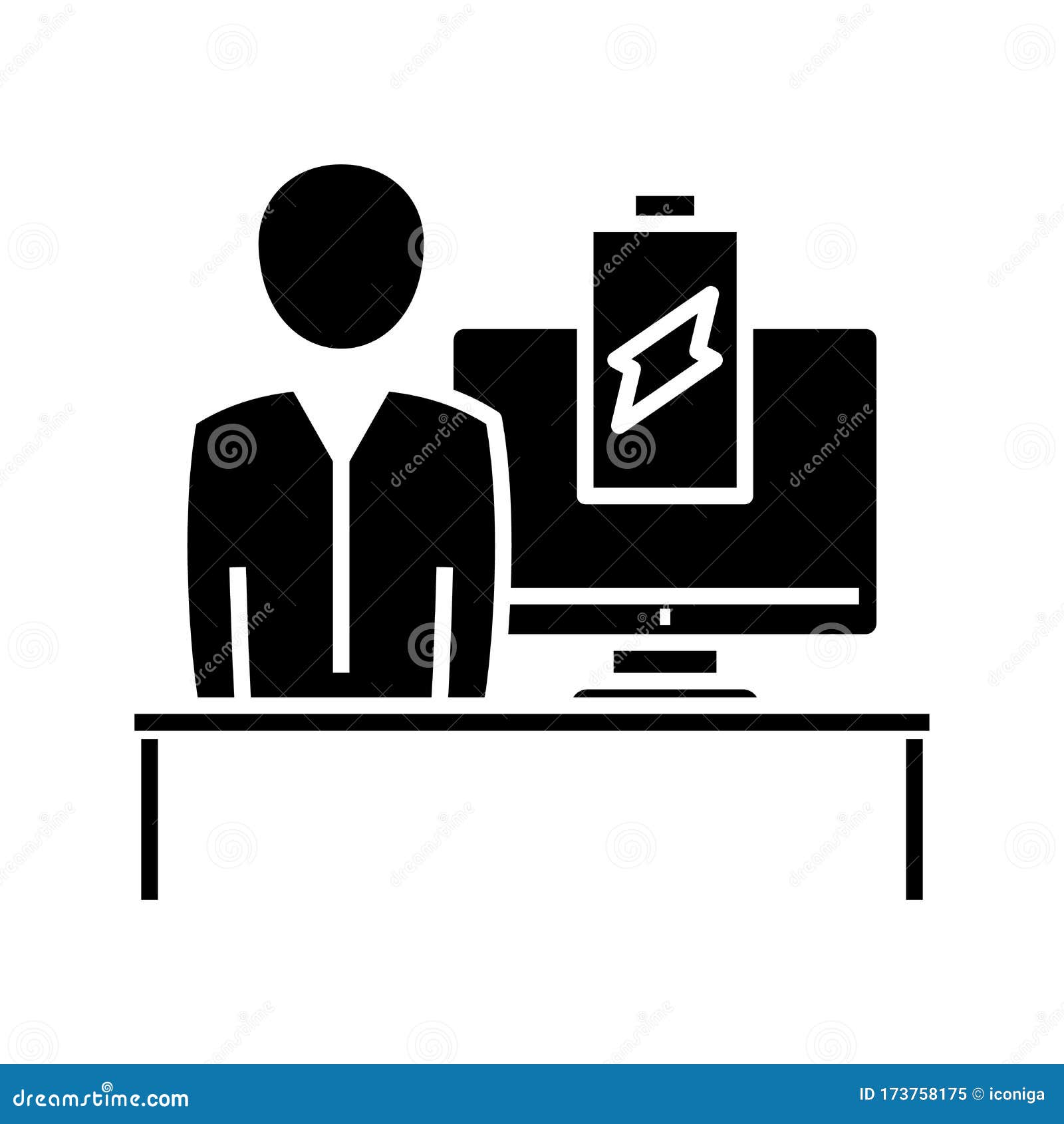 Battery Loading Black Icon, Concept Illustration, Vector Flat Symbol ...