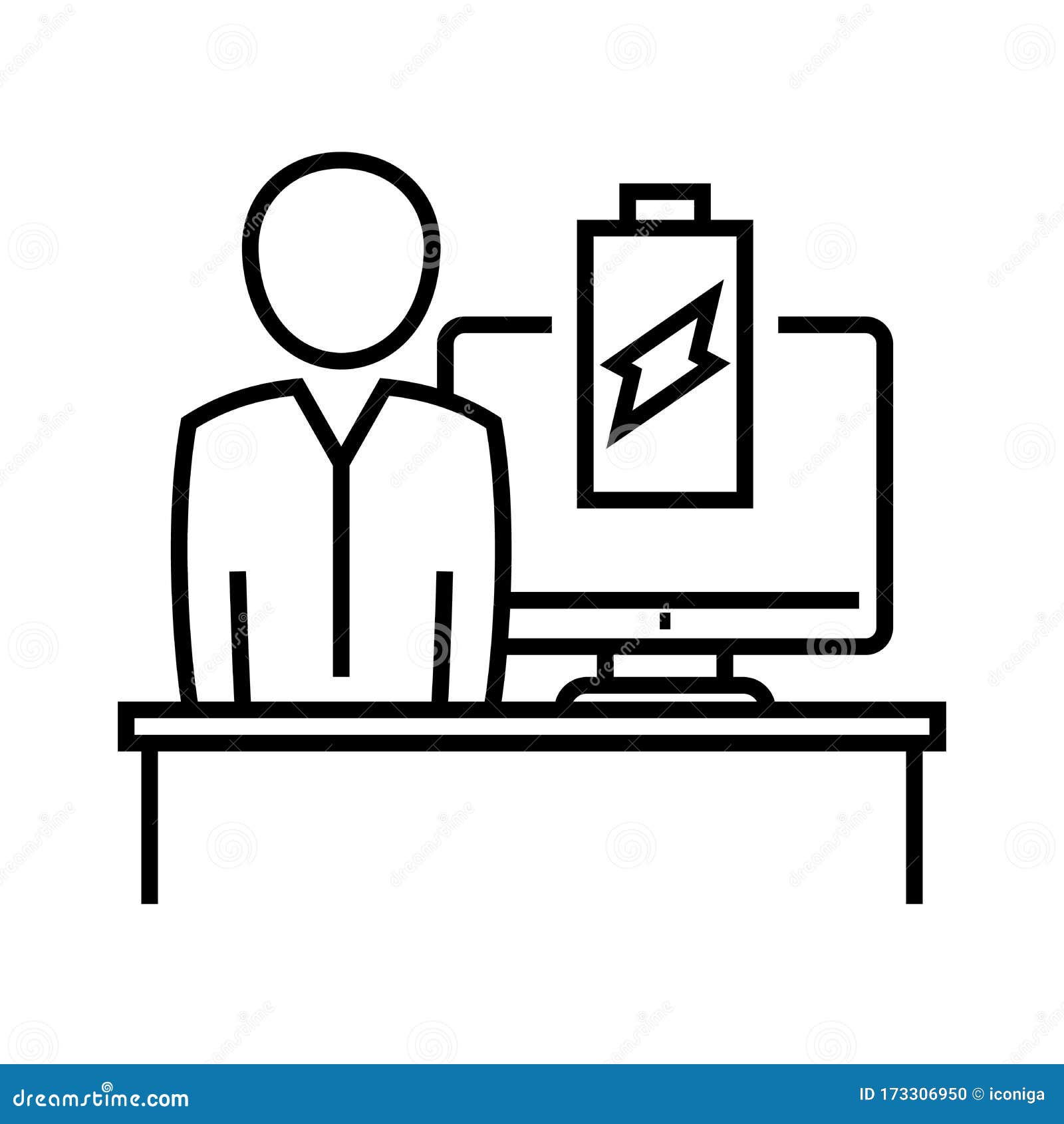 Battery Loading Line Icon, Concept Sign, Outline Vector Illustration ...