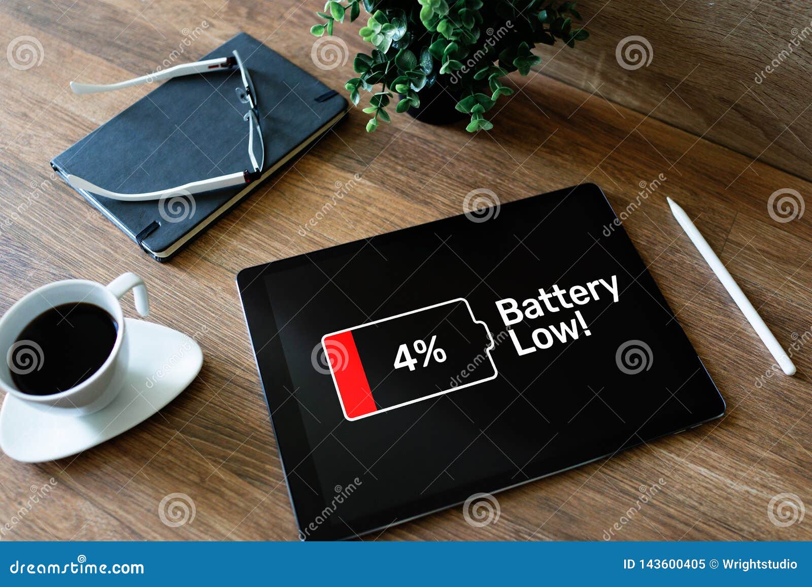 Battery Low Message on Mobile Device Screen. Internet and Technology ...