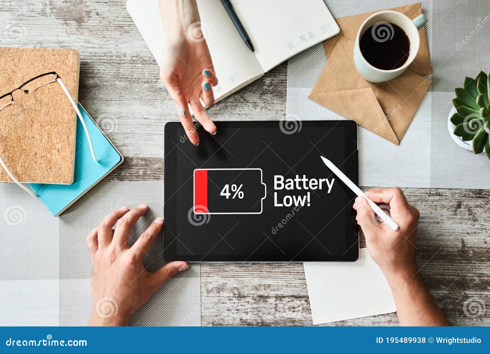 Battery Low Message on Mobile Device Screen. Internet and Technology ...