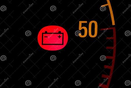 Battery Low Red Light Icon on Car Dashboard Stock Photo - Image of ...