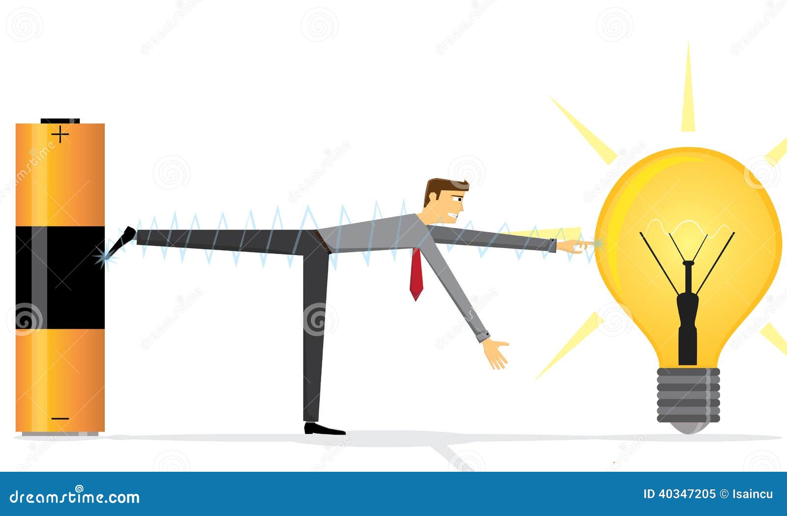 Battery,man and bulb stock vector. Illustration of person - 40347205