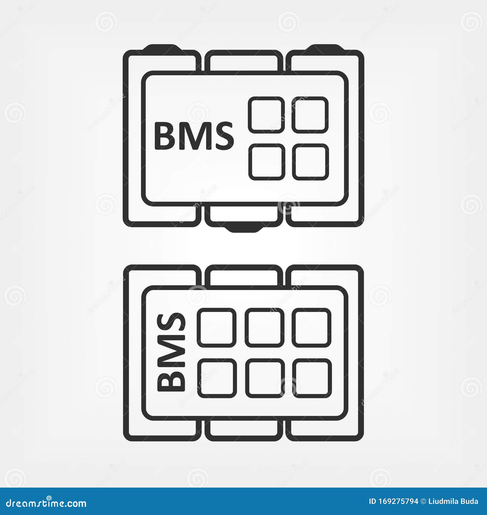 Battery Management System Outline Vector Icon. Flat BMS Sign ...