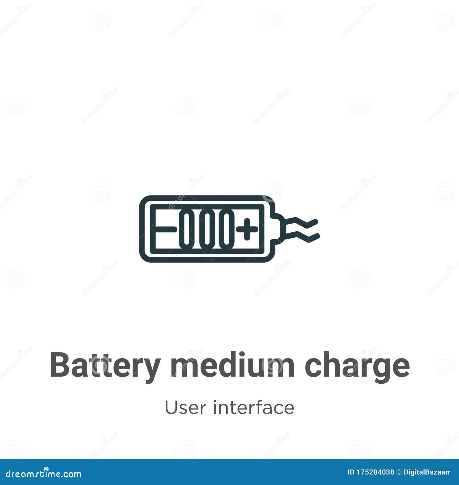 Battery Medium Charge Outline Vector Icon. Thin Line Black Battery ...