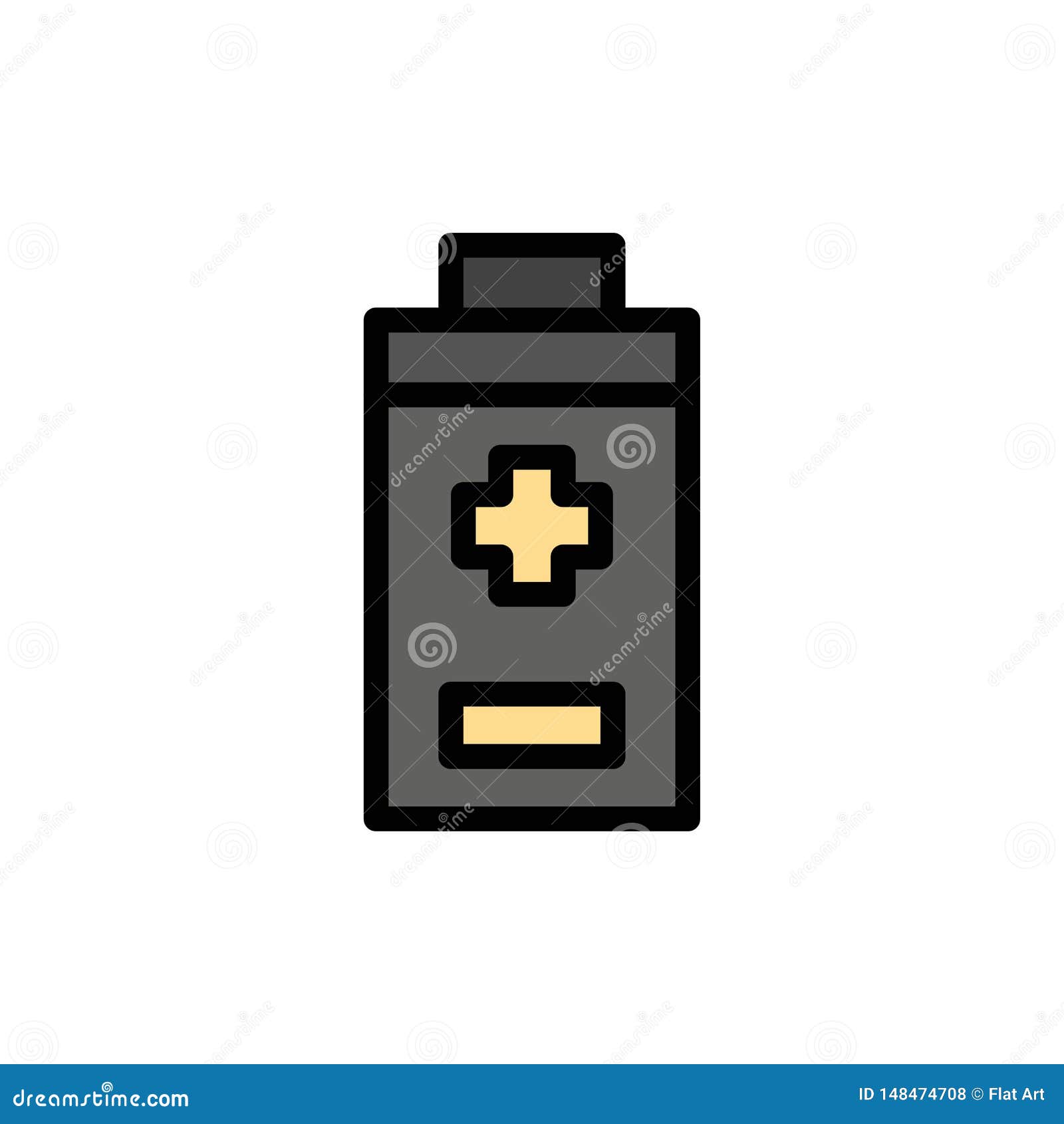 Battery, Minus, Plus Flat Color Icon. Vector Icon Banner Template Stock ...