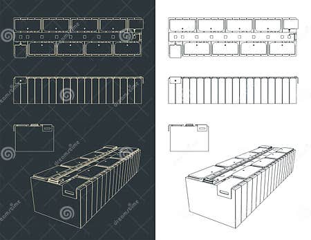 Battery module blueprint stock vector. Illustration of automotive ...