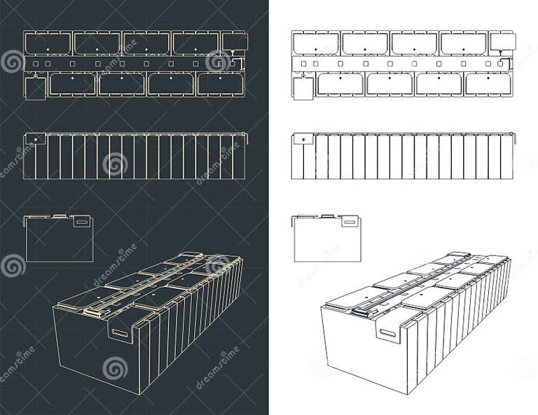 Battery module blueprint stock vector. Illustration of automotive ...