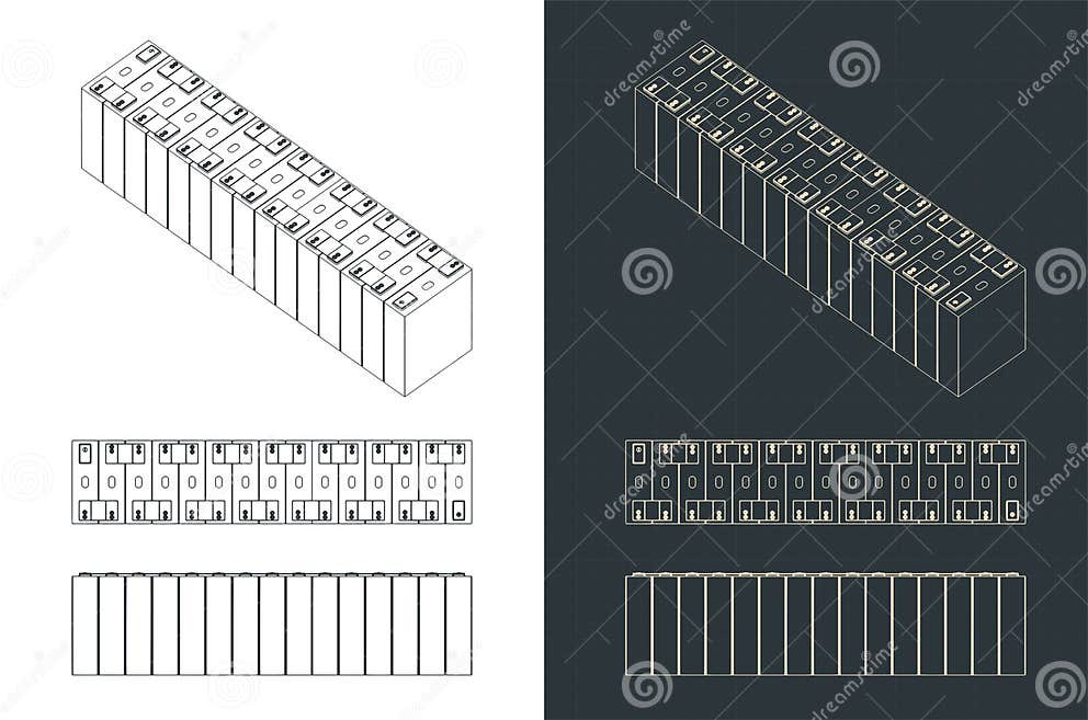 Battery module drawings stock vector. Illustration of circuit - 263631623