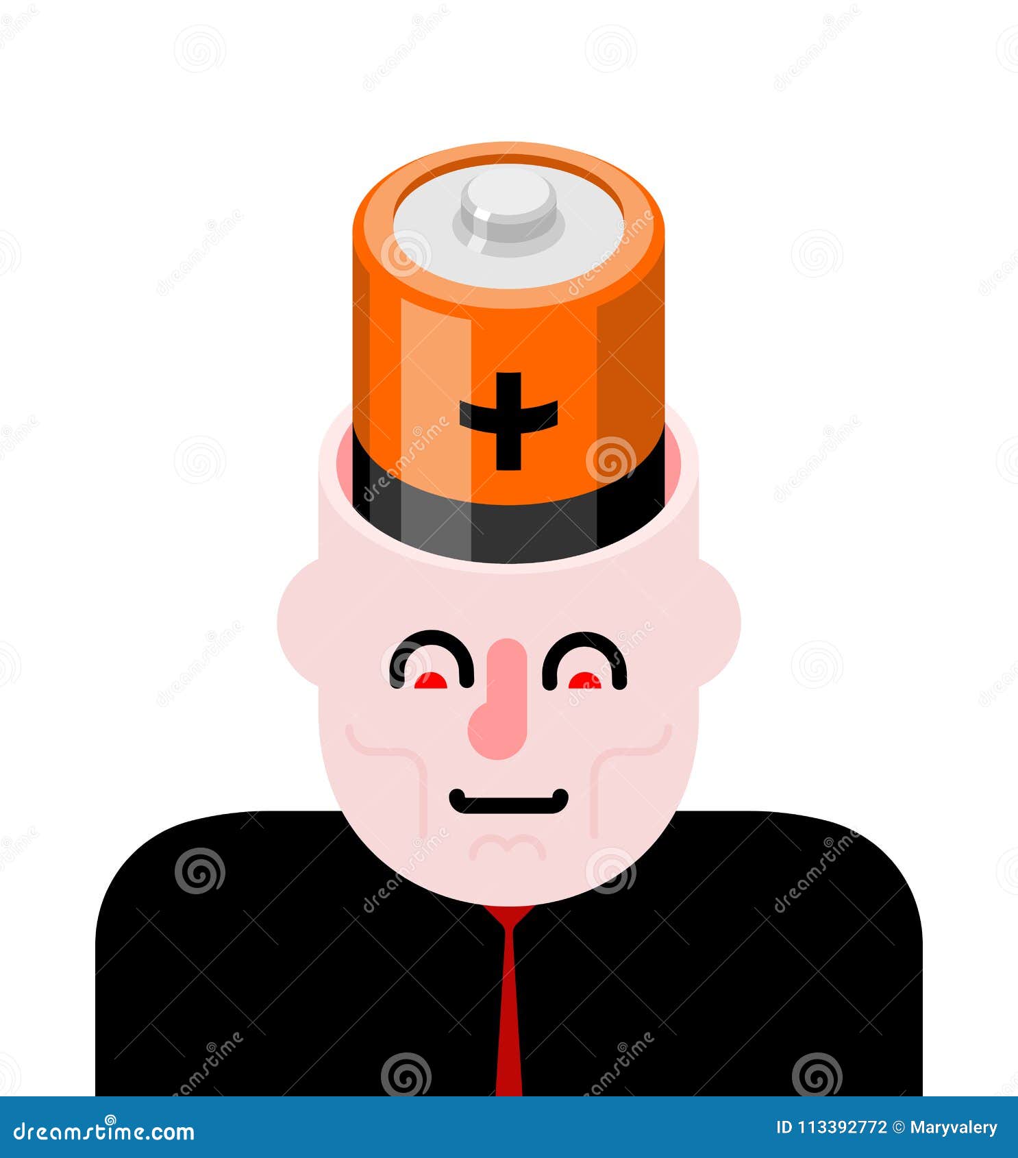 Battery in Open Head. Charge for Brain. Stock Vector - Illustration of ...
