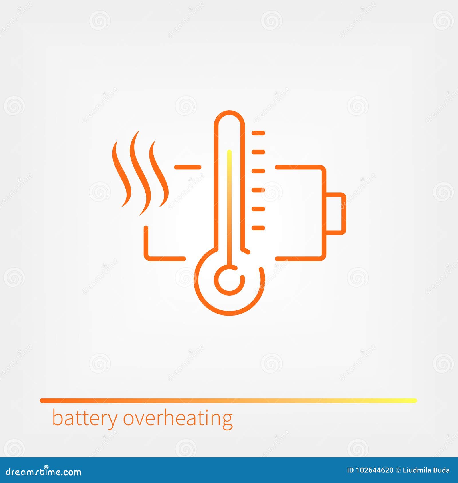 Battery Overheating Problem Linear Icon Vector Illustration ...