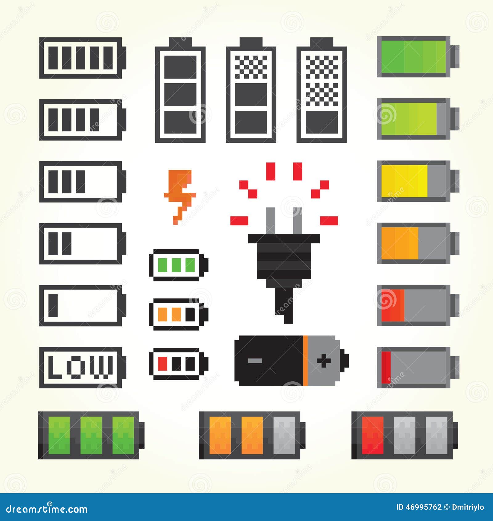 Battery Pack Icons In Pixel Art Style Vector Illustration ...