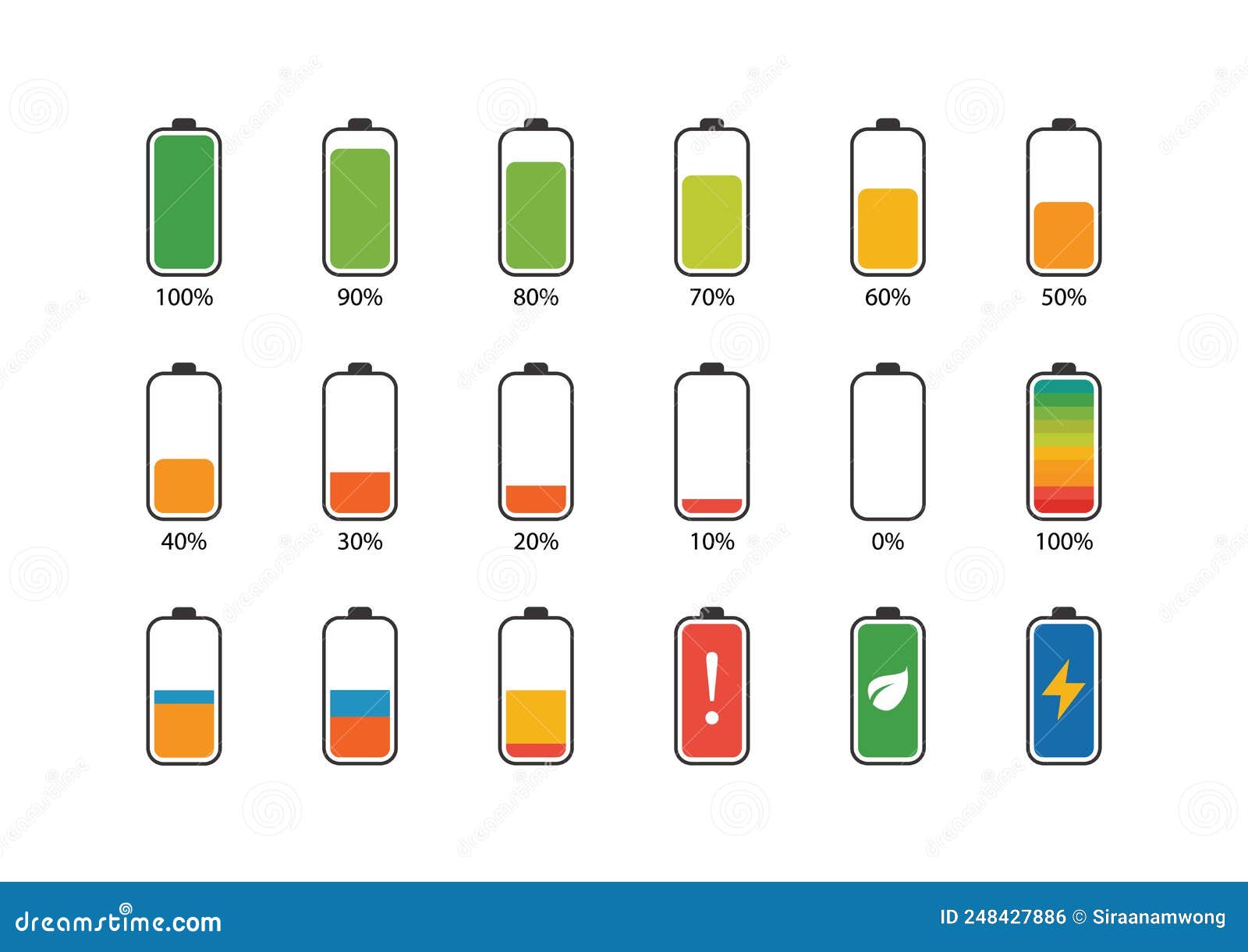 Battery Percentage Icon Set Stock Vector - Illustration of interface ... Battery Percentage Icon Set Stock Vector - Illustration of interface ...