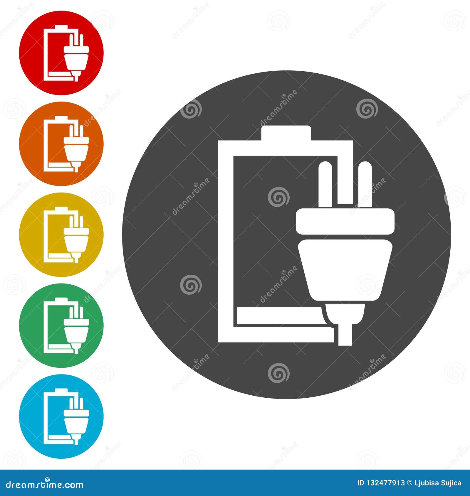 Battery and Plug in Icons Set Stock Vector - Illustration of accessory ...