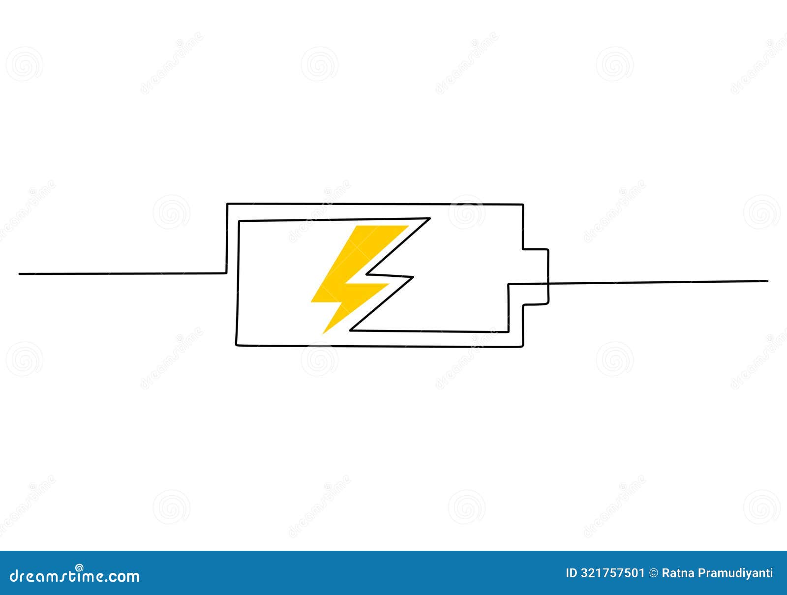 Battery Power One Line Drawing with Electrical Symbol Stock Vector ...